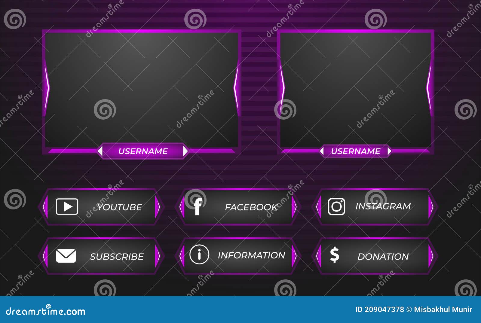 Twitch Game Overlay Panels For Live-streaming Face Camera Frames In ...
