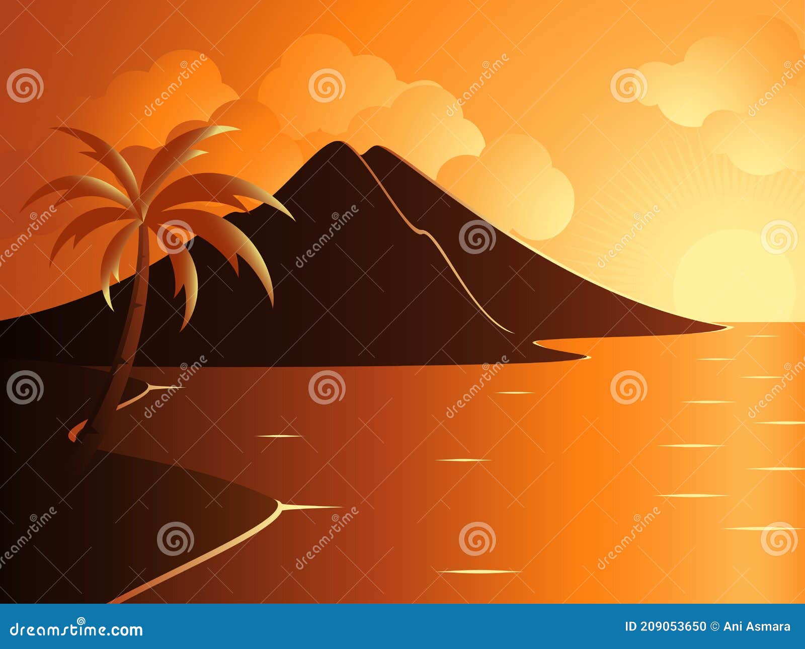 Mountain Beach Illustration Vector Stock Vector - Illustration of ...