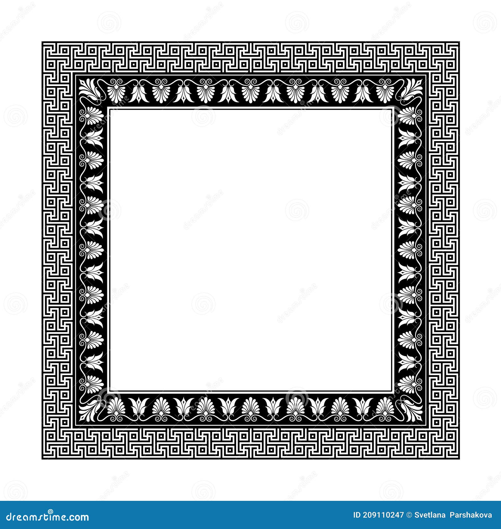 Square Decorative Frame. Antic Greek Style Stock Vector - Illustration ...
