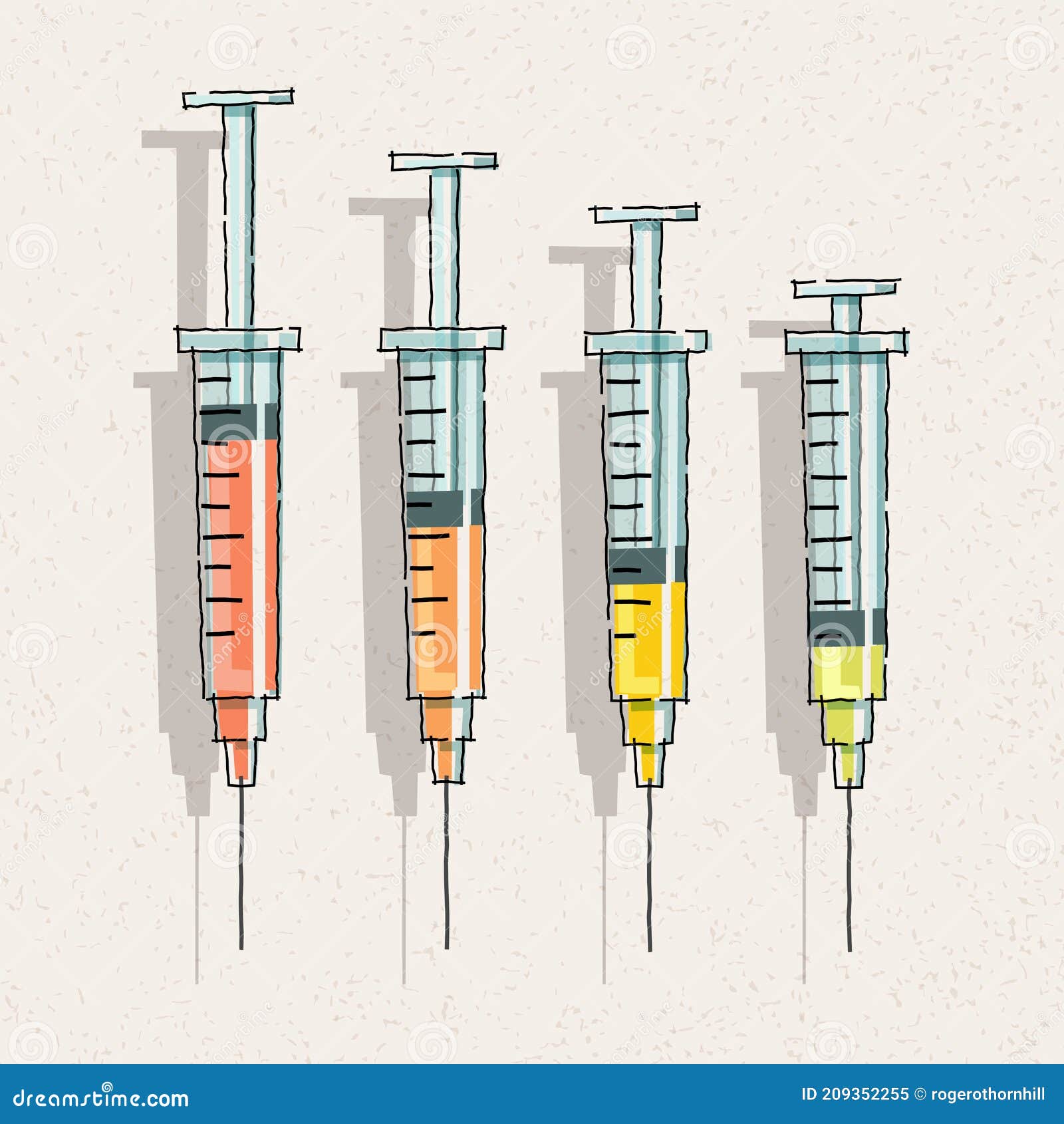 Hand Drawn Vaccine Syringes. Design Elements for Healthcare Designs ...