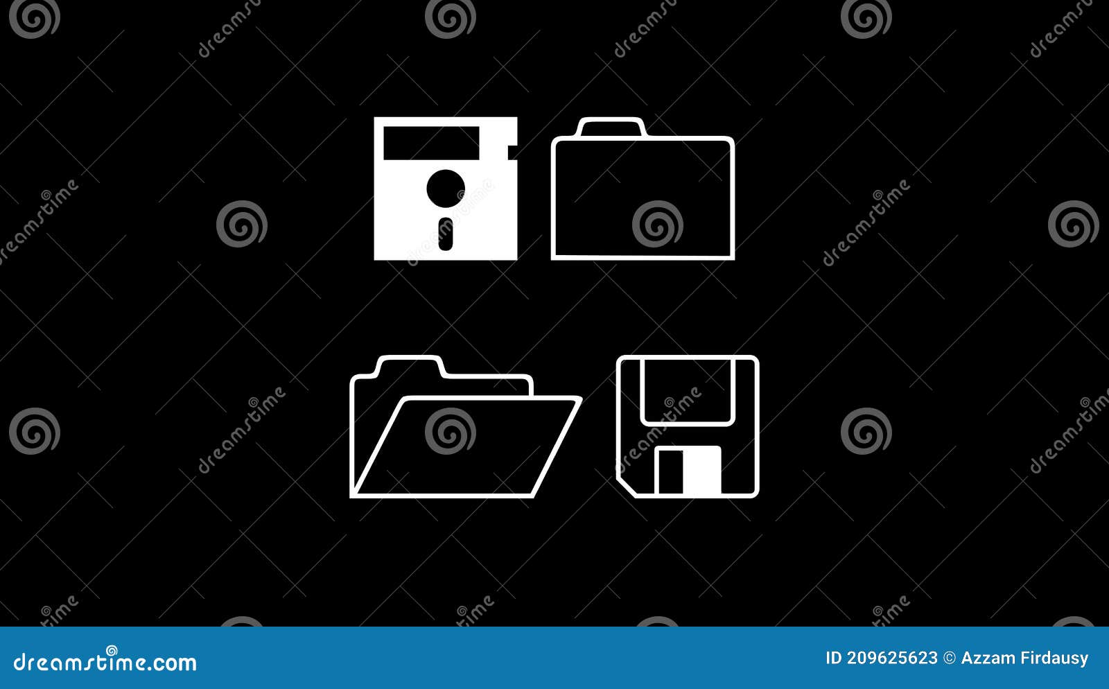 Folder Icon and Save Icon or Disket Icon on Black Background Stock ...