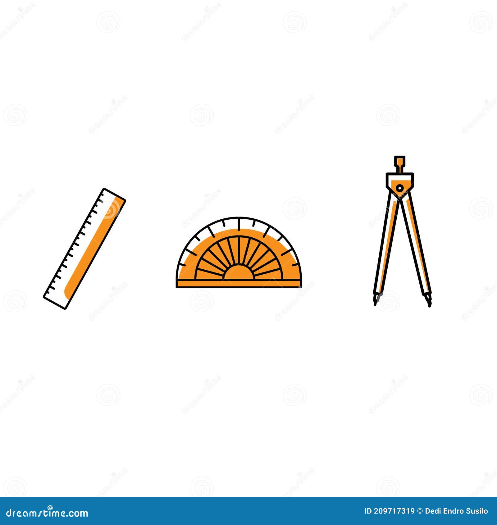 Measuring Instrument, Ruler, Bow, Compass. Stock Vector - Illustration ...