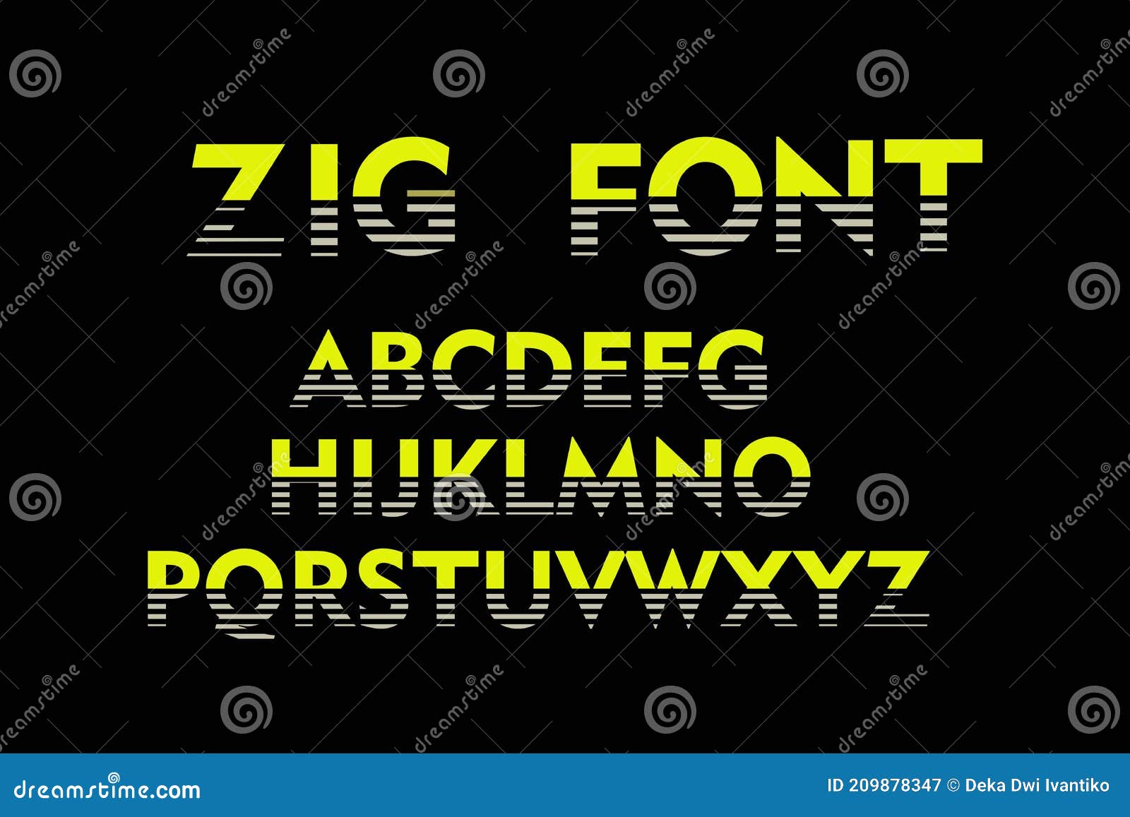 Zig font stock vector. Illustration of document, logo - 209878347
