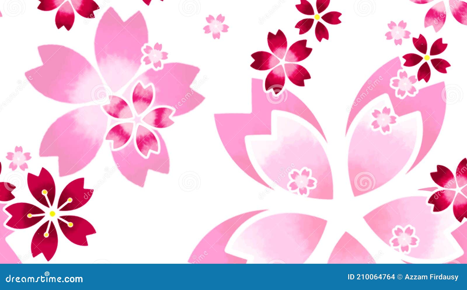 Sakura Pink Flower Pattern Background Stock Illustration - Illustration ...