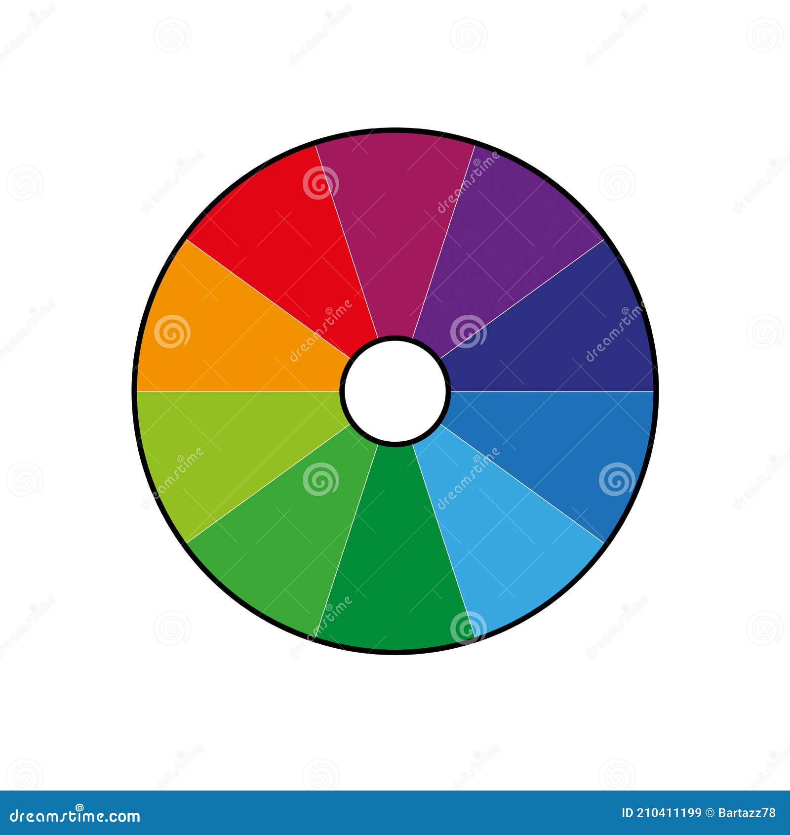 Classic Simply Colorful Wheel Vector Project on Isolated White ...