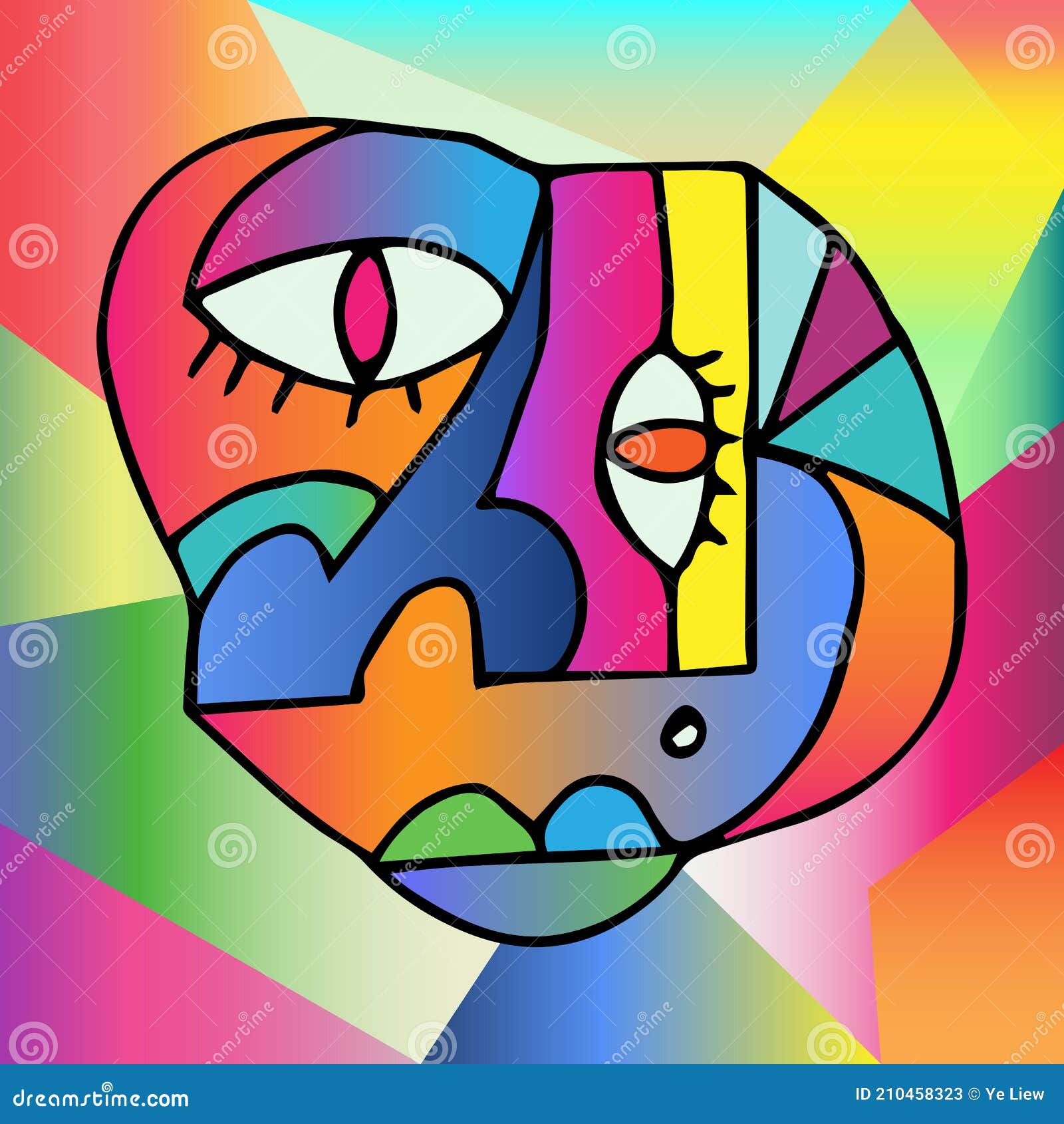 Abstract Design of Surreal Face Portrait Stock Vector - Illustration of ...