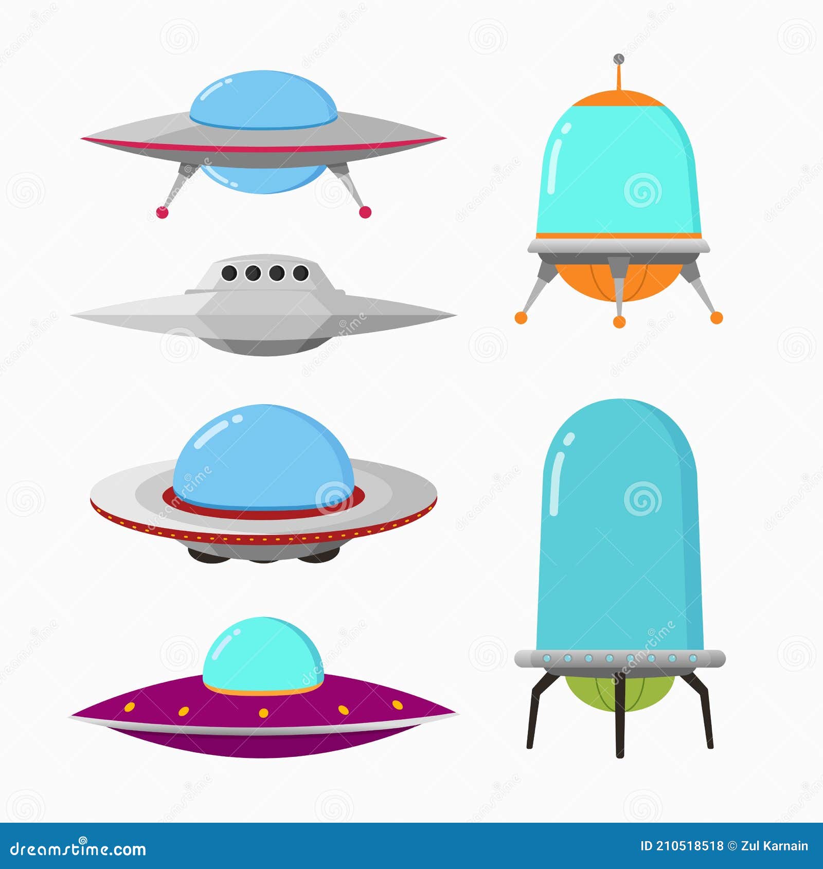 Alien Spaceship and Ufo Vector in Cartoon Style for Space Desig Stock ...
