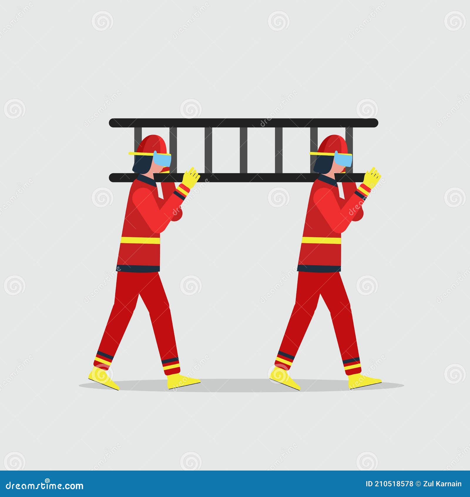 Firefighter Characters with Rescue Equipment Vector Illustration Stock ...