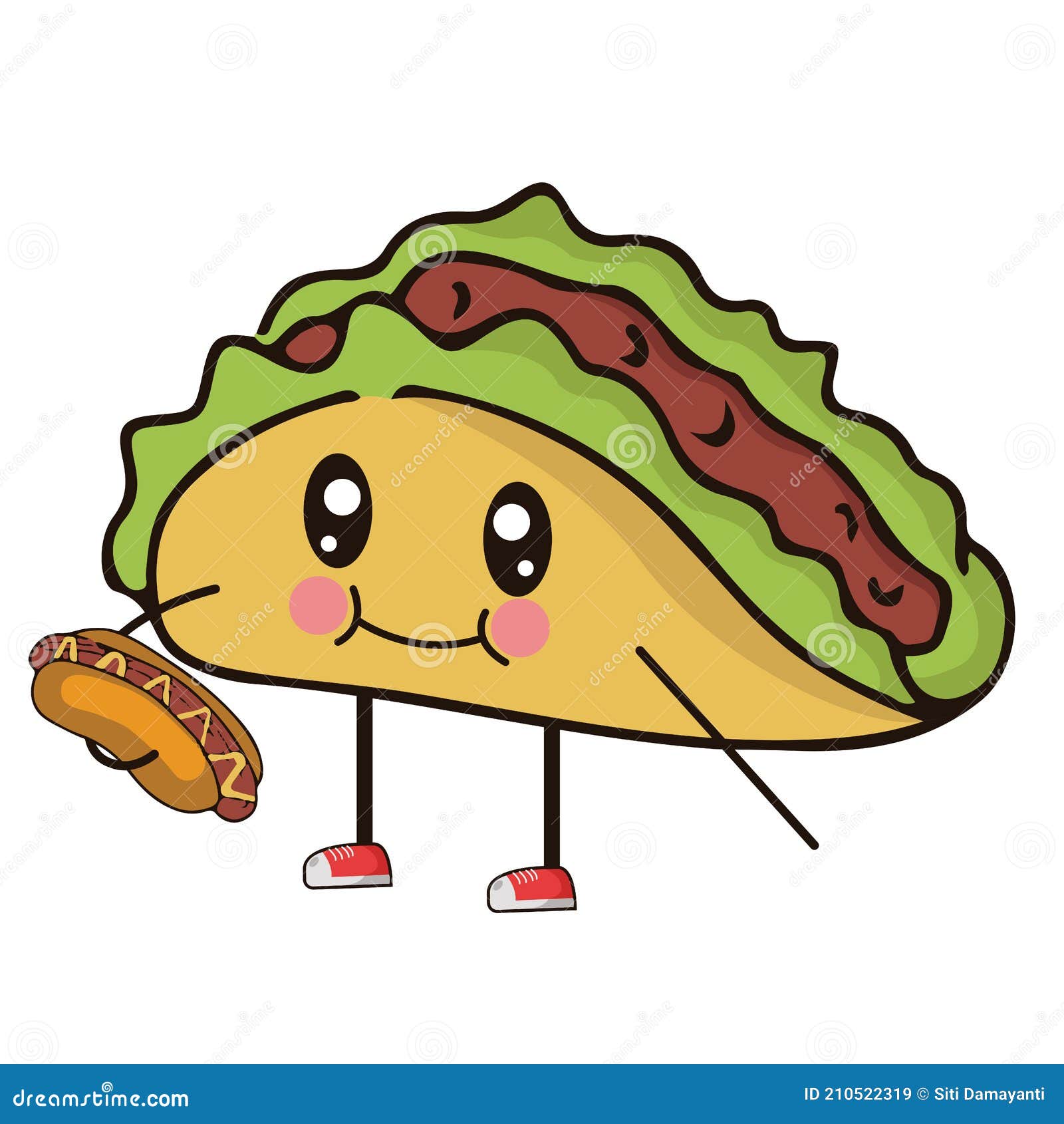 Ilustation of Taco Eat Hot Dog Stock Vector - Illustration of cartoon ...