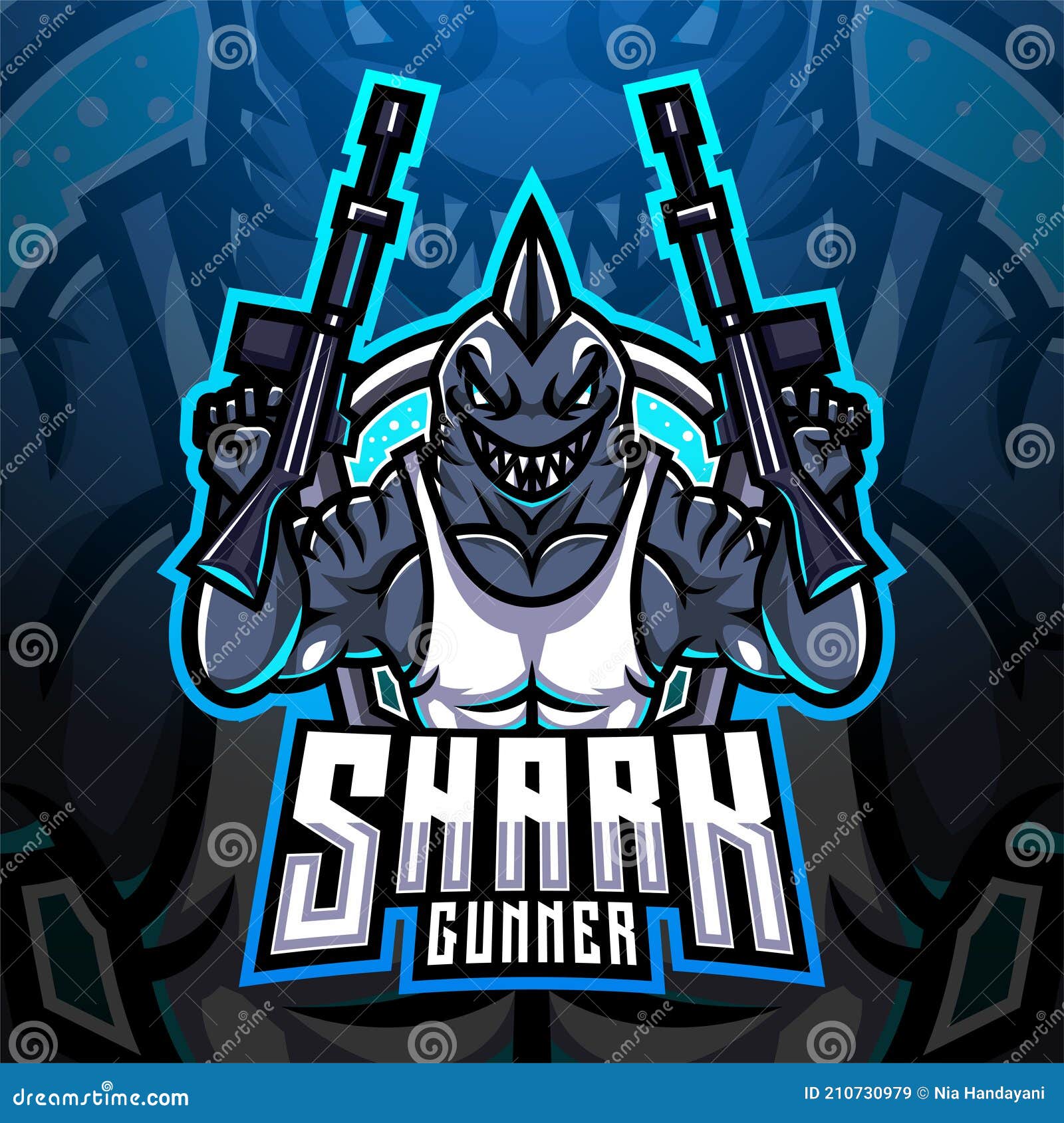 Shark Gunner Esport Mascot Logo Cartoon Vector | CartoonDealer.com ...