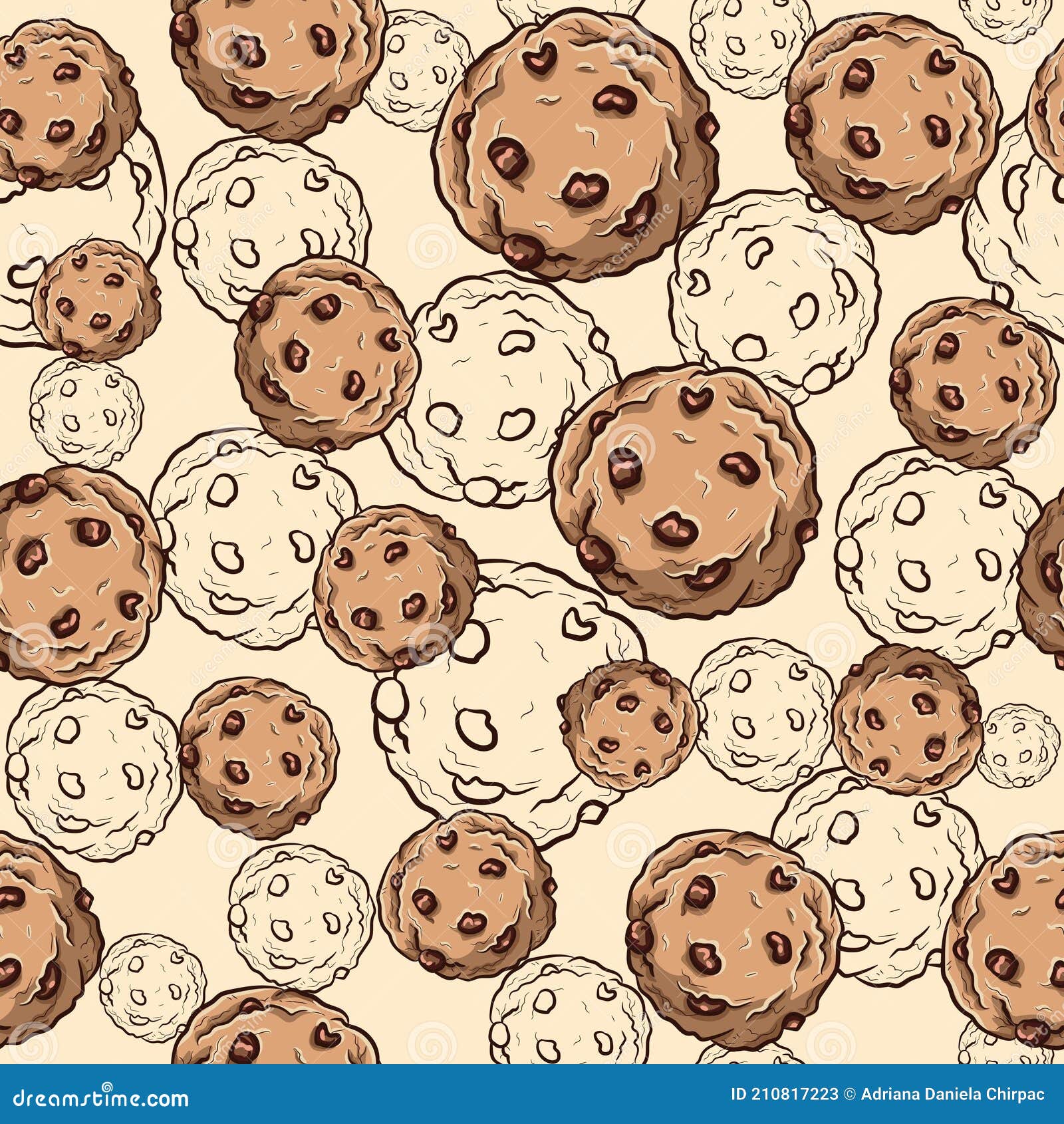 Biscotti Seamless Pattern In Cartoon Style. Perfect For Background ...