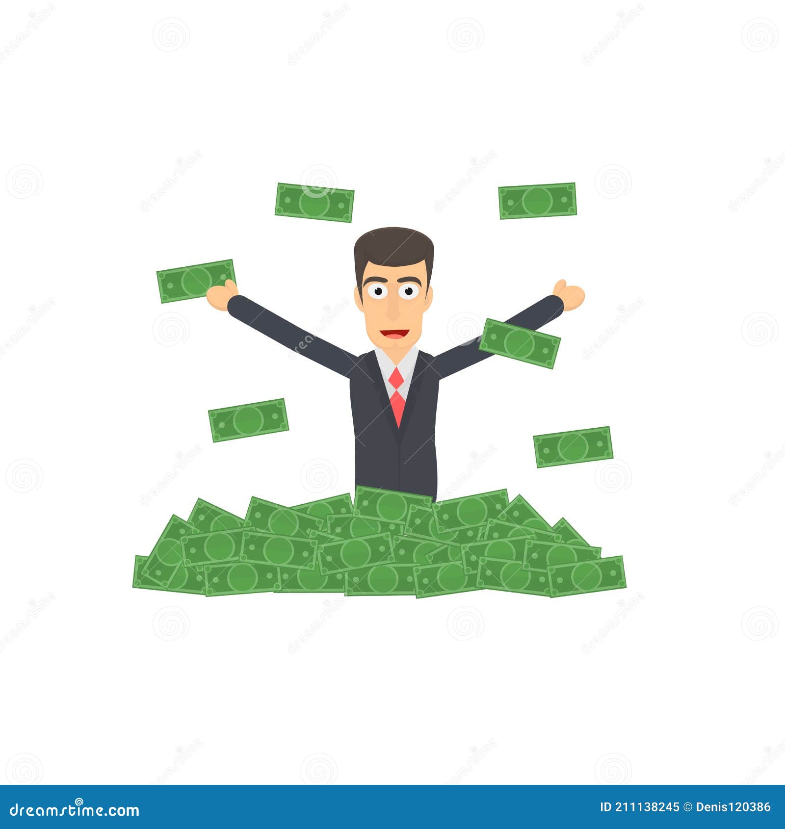 Businessman Throws Money, Vector Illustration Stock Illustration ...