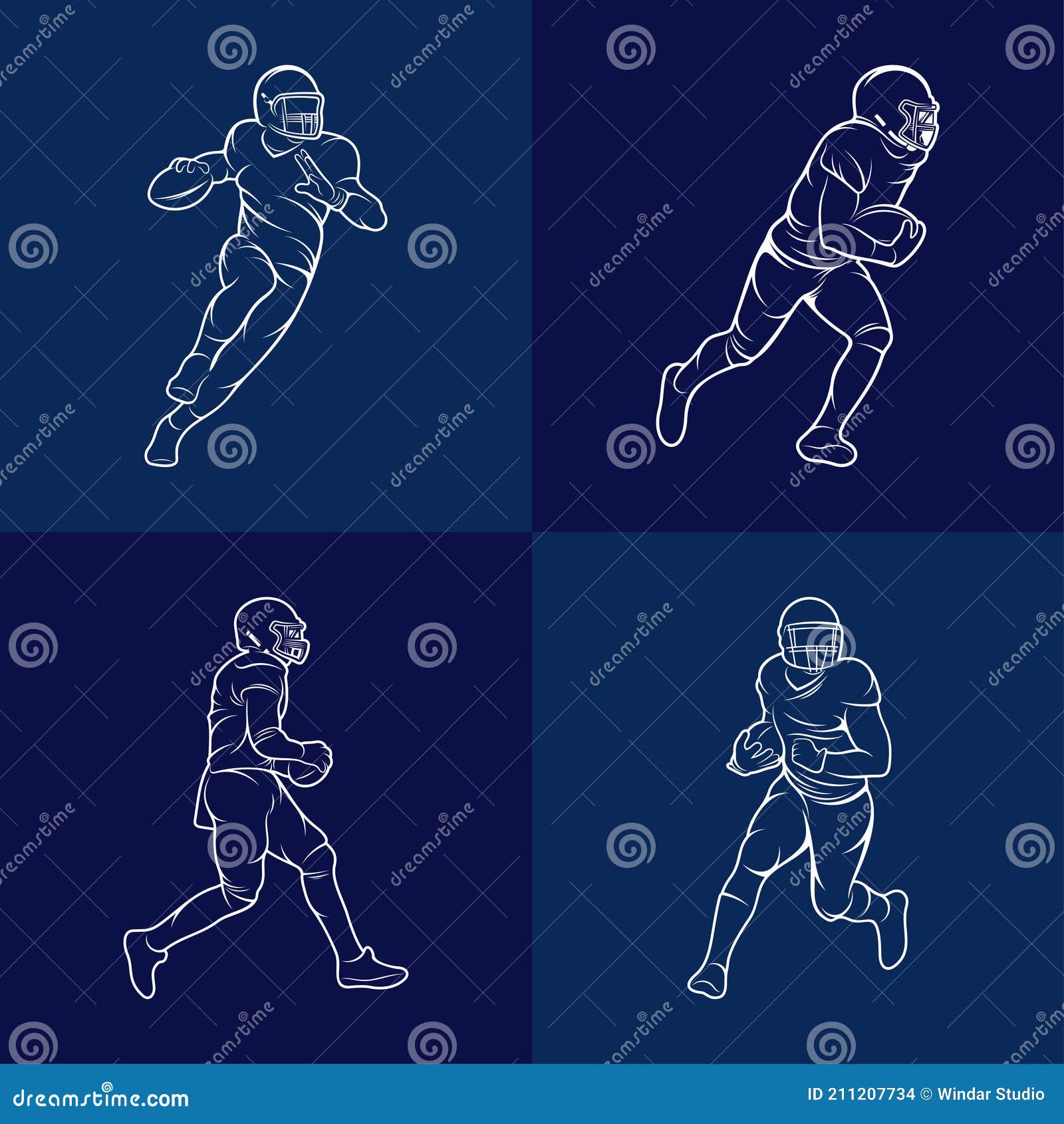 American Football Player Concept Outline Vector Illustration Stock ...