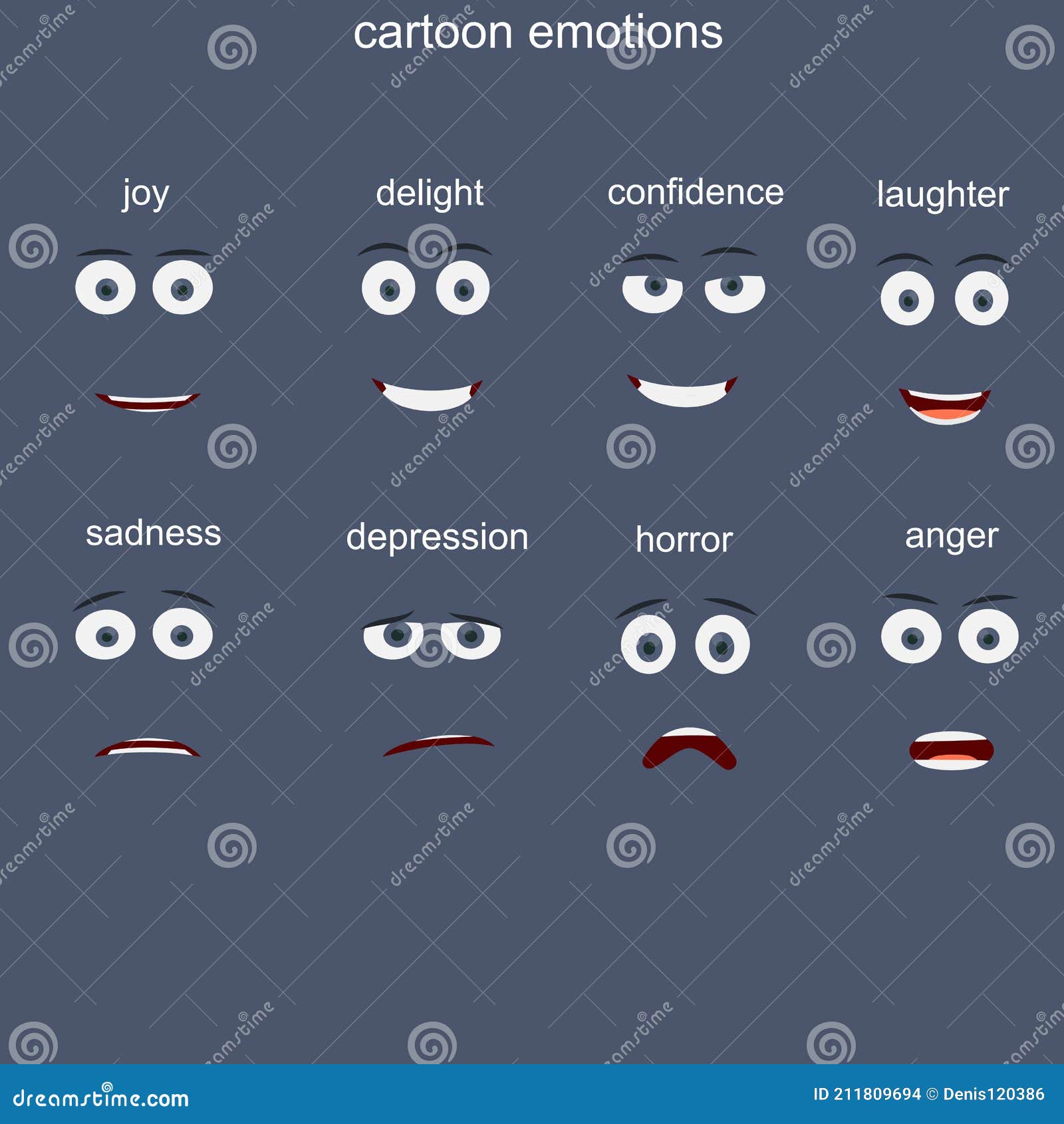Cartoon Character Emotions. Comic Book, Vector Illustration Stock ...