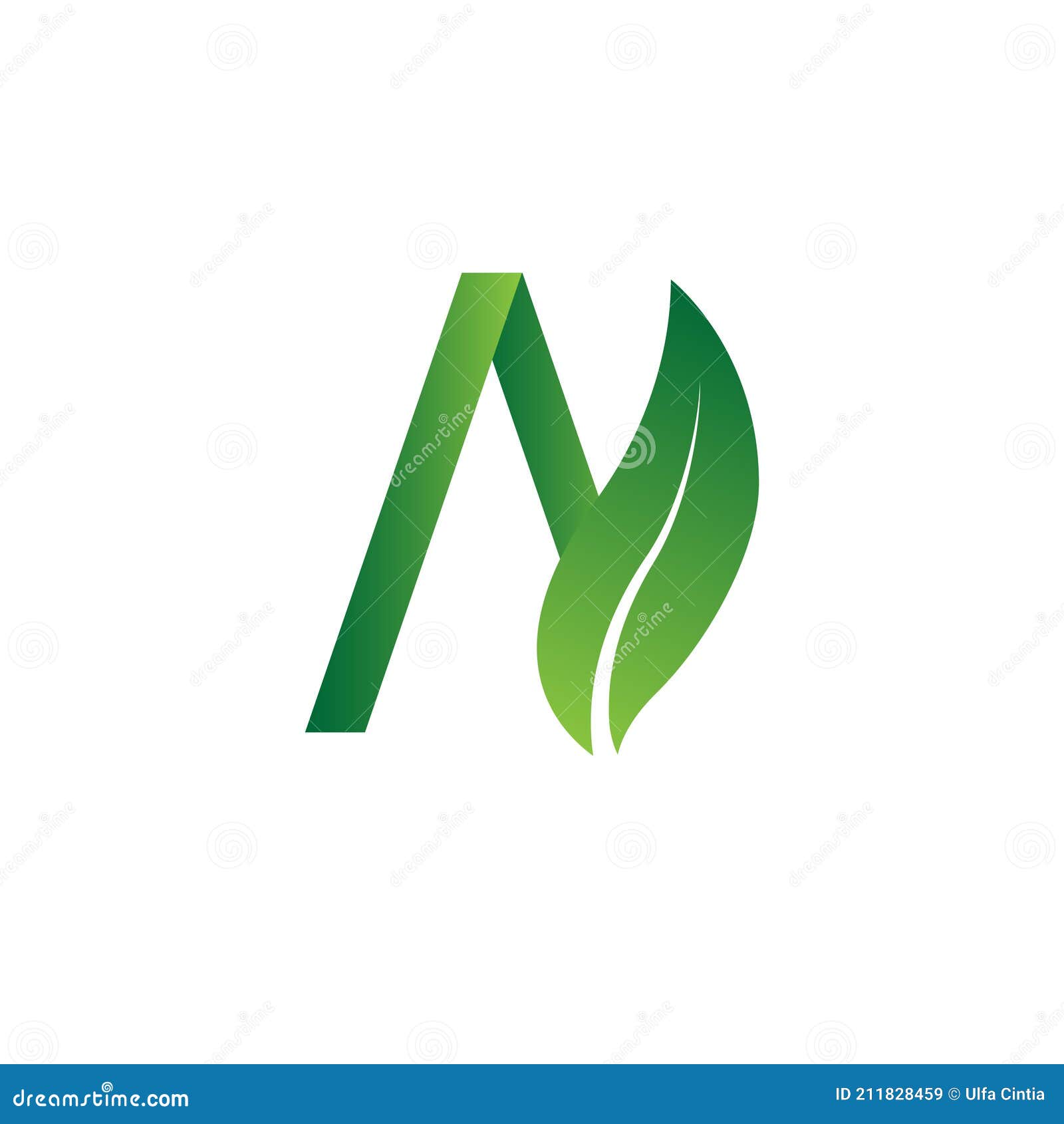 Logo Letter N Green with Leaves.combine Letter N and Leaf. Unique and ...