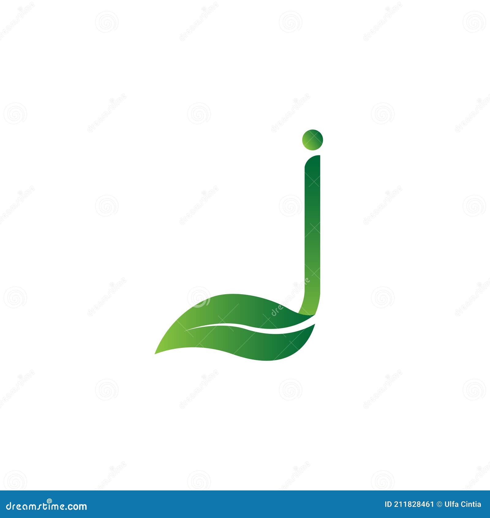 Logo Letter J Green with Leaves. Stock Vector - Illustration of initial ...