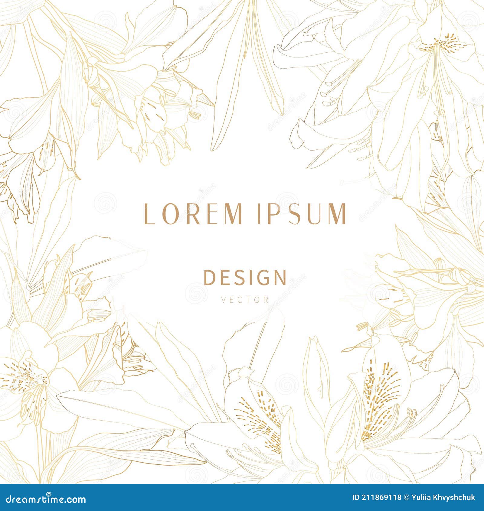 Golden Greeting, Invitation Card Template Design, Rhododendron Oleander ...