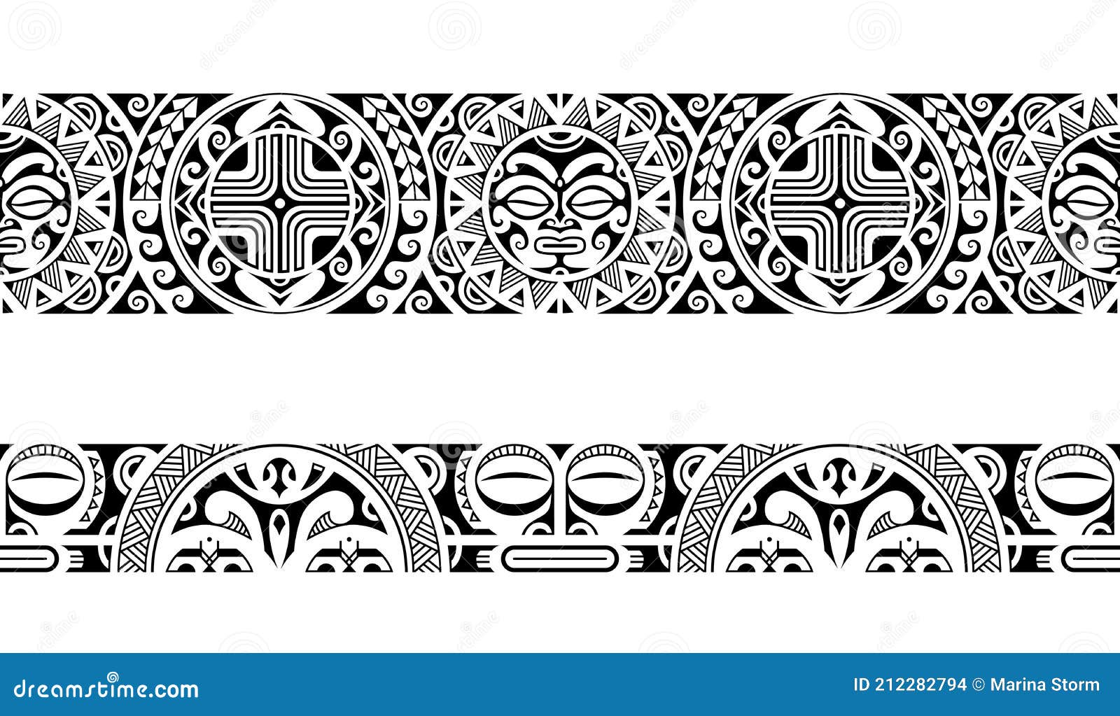 Set of Maori Polynesian Tattoo Bracelets Border. Tribal Sleeve Seamless ...