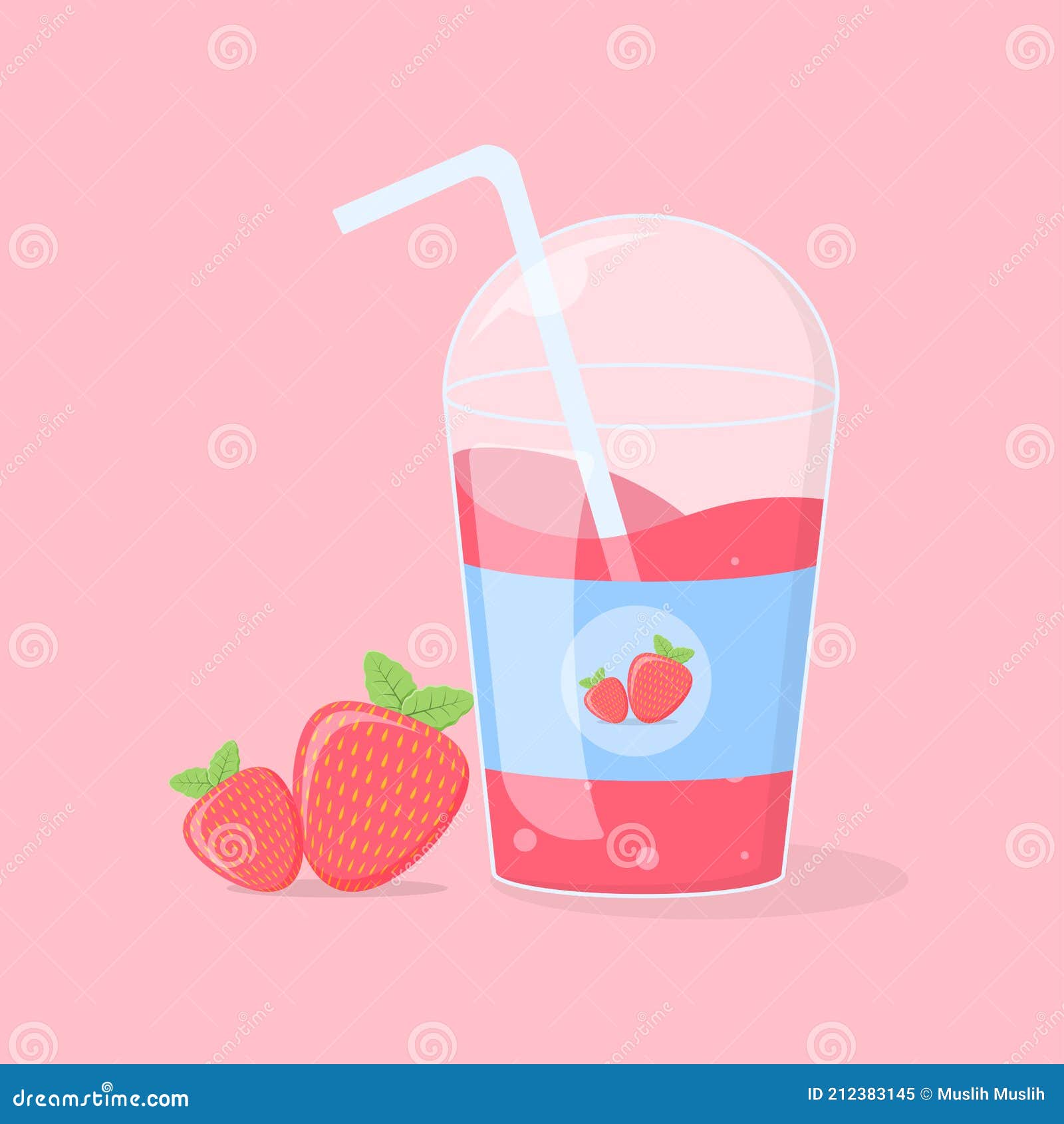Fresh Strawberry Fruit Drink in a Bottle Stock Vector - Illustration of ...