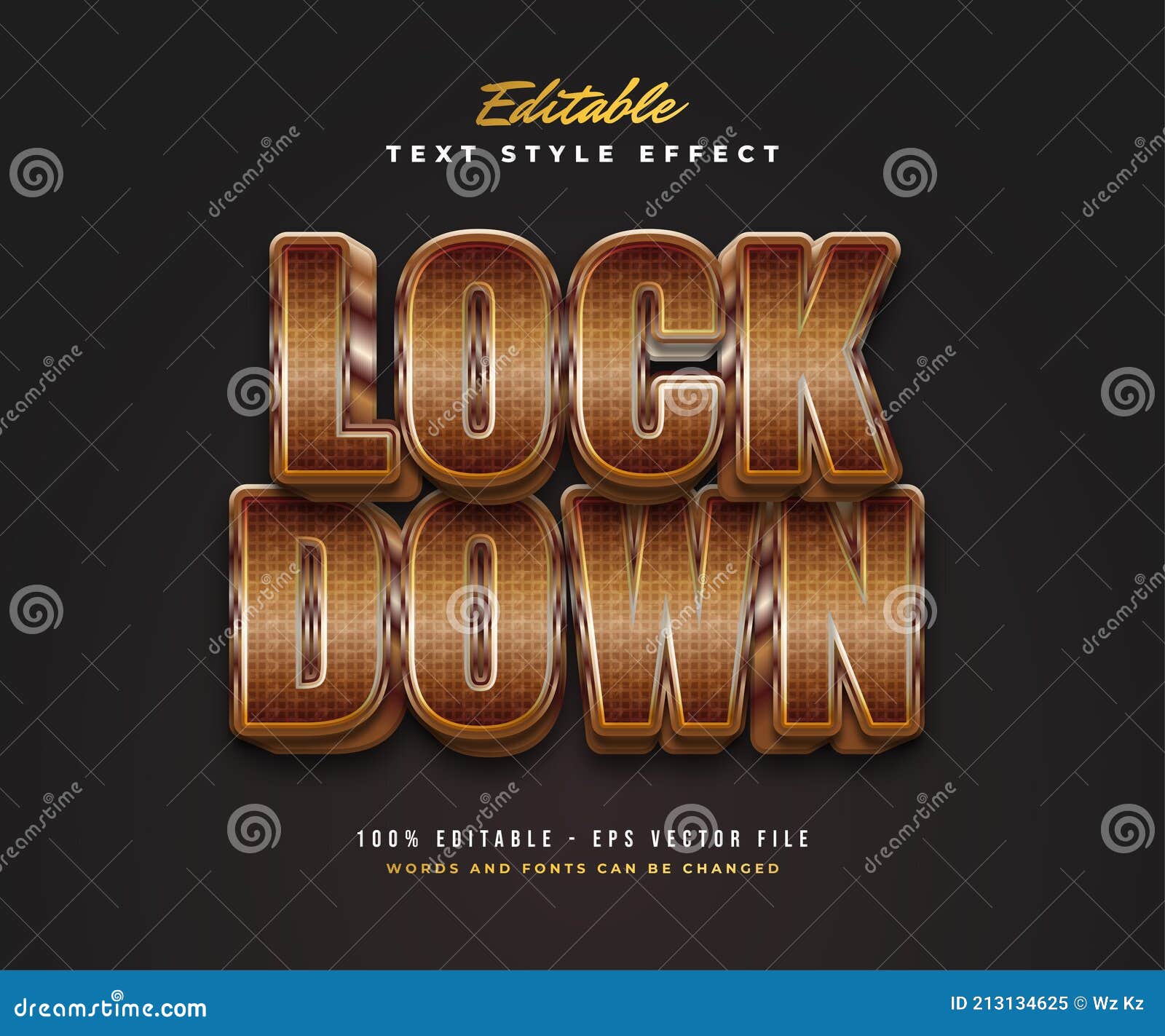 3d Elegant Gold Text Style with Texture and Embossed Effect. Editable ...