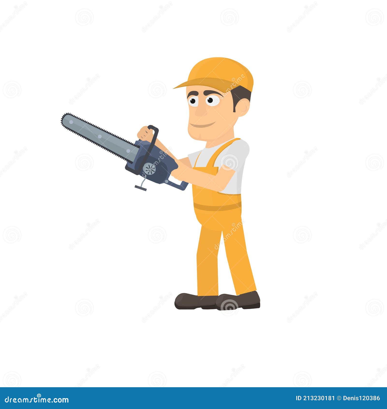 Worker with a Chainsaw, Vector Illustration Stock Vector - Illustration ...
