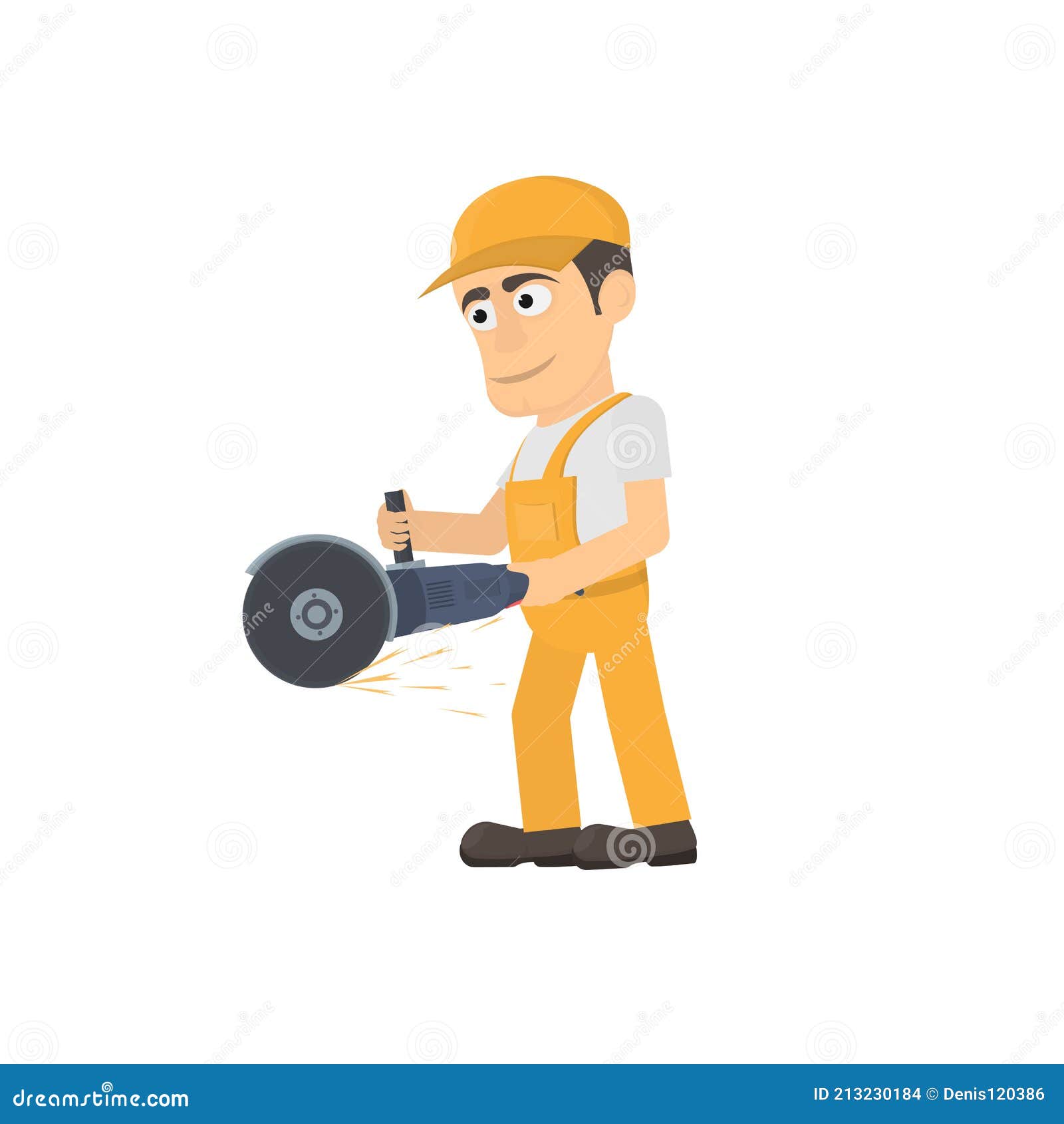 Worker with an Angle Grinder, Vector Illustration Stock Vector ...