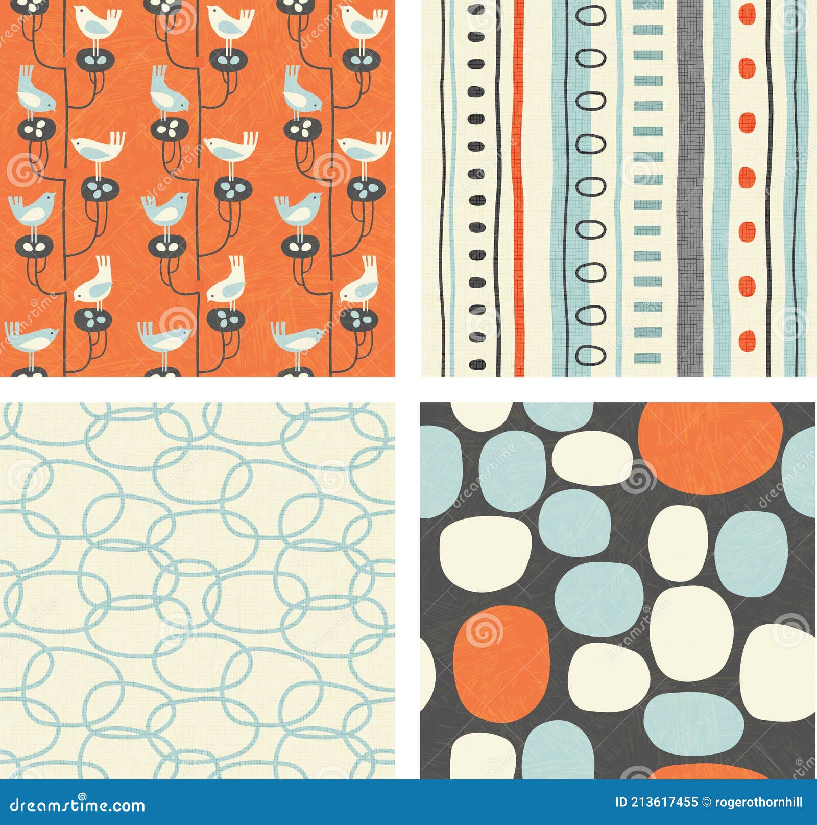 Coordinating Set of Trendy Retro Spring Patterns Stock Vector ...