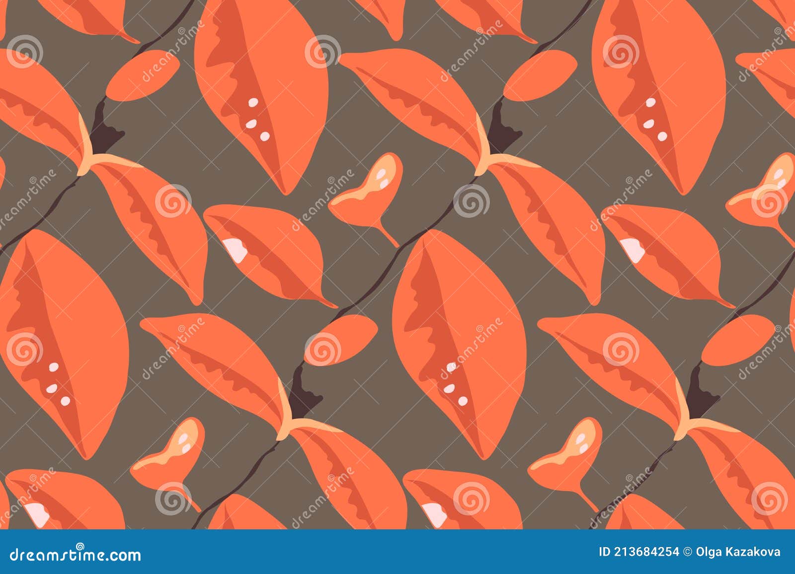 Vector Floral Seamless Pattern. Red Leaves on a Branches Stock ...