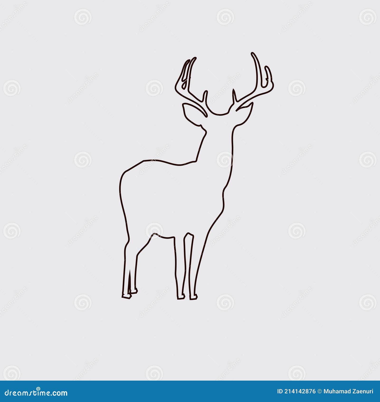 Linear Drawing of Horned Deer. Stock Vector - Illustration of deer ...