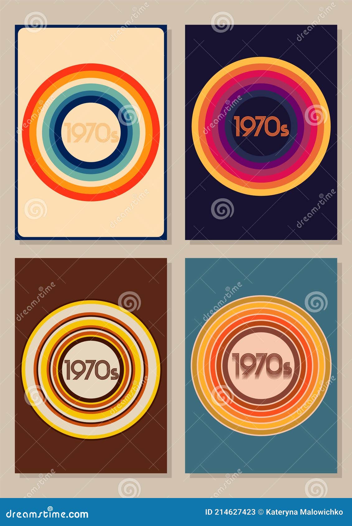 1970s Posters, Covers Template Set Stock Vector - Illustration of decor ...