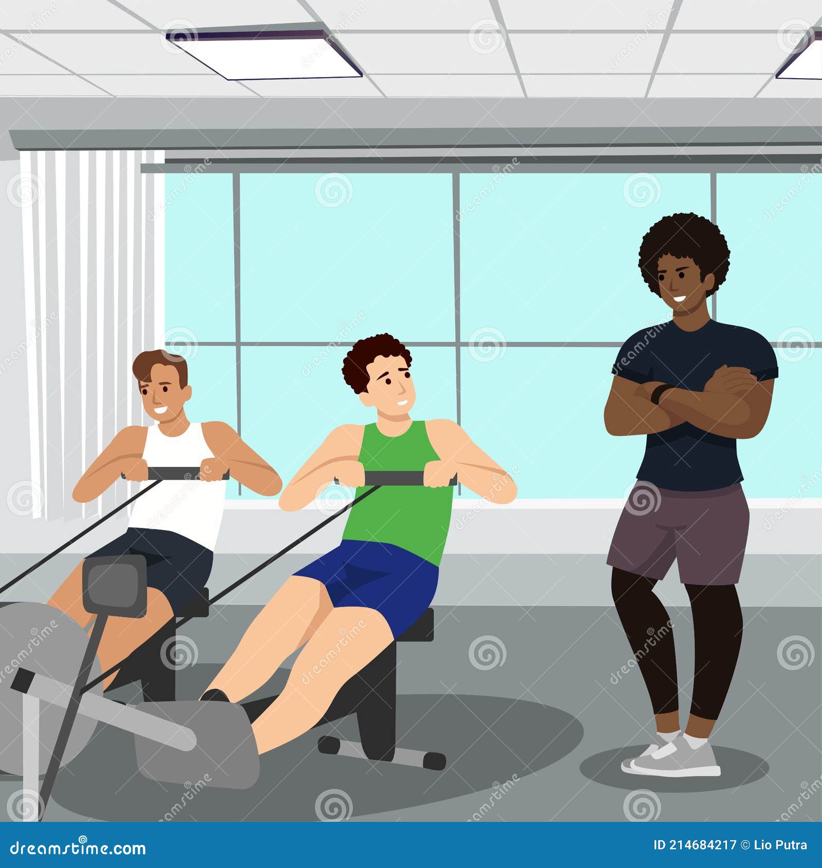 Professional Fitness Coach And Man Squatting, People Exercising Under ...