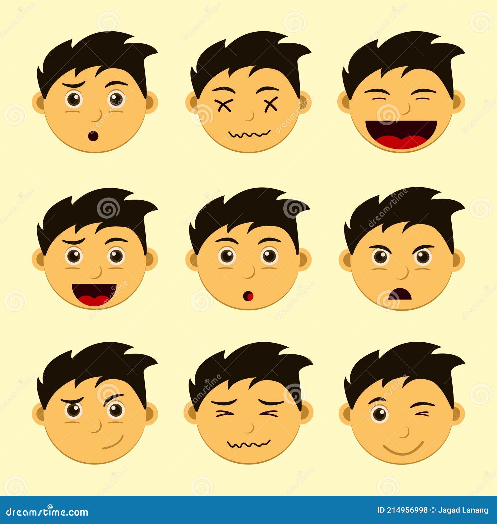 Cute Kid Face Expression Emoji Emoticon Set. Great for Cover Children`s ...