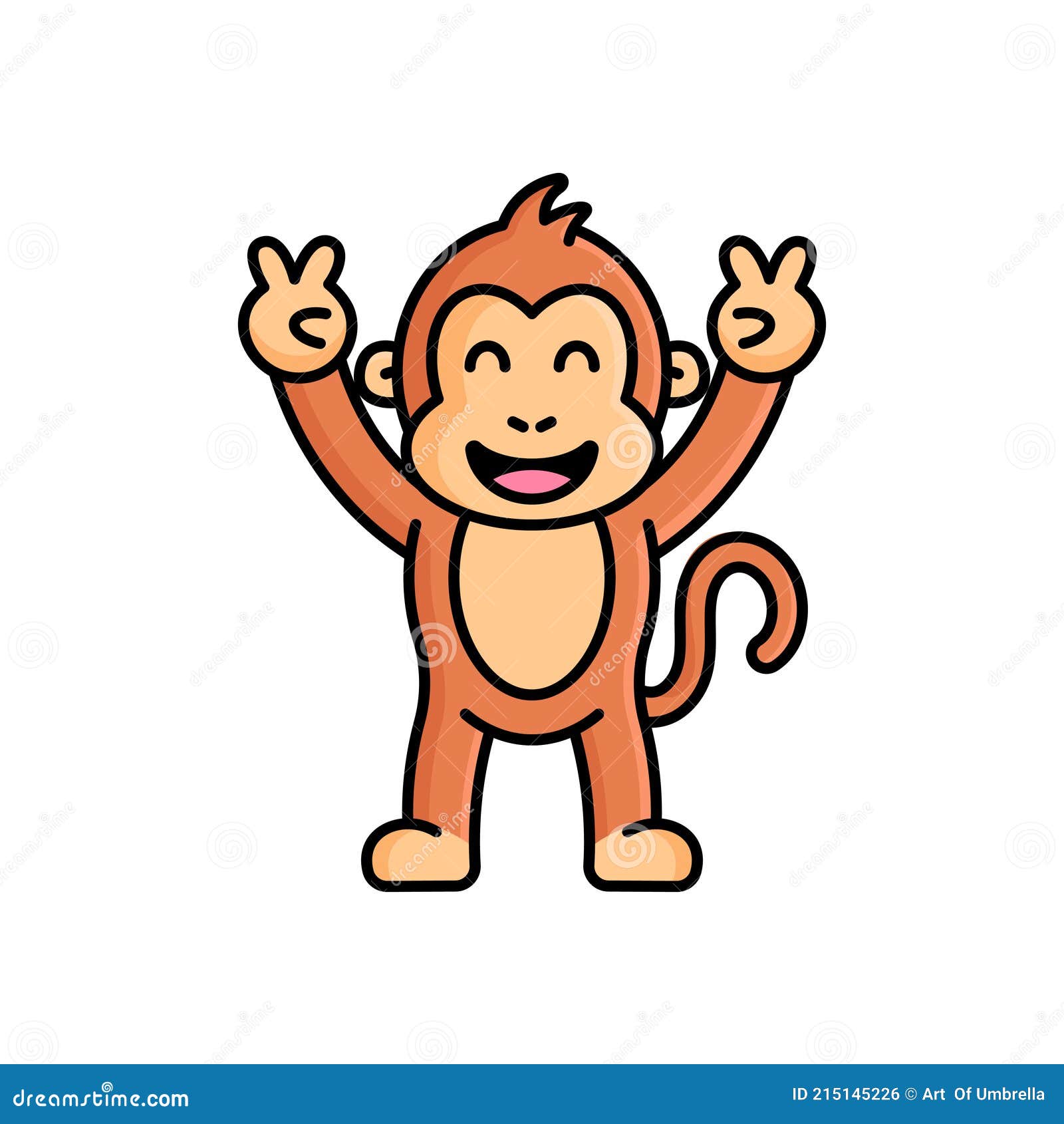 Cute Happy Monkey Illustration. Stock Vector - Illustration of happy ...