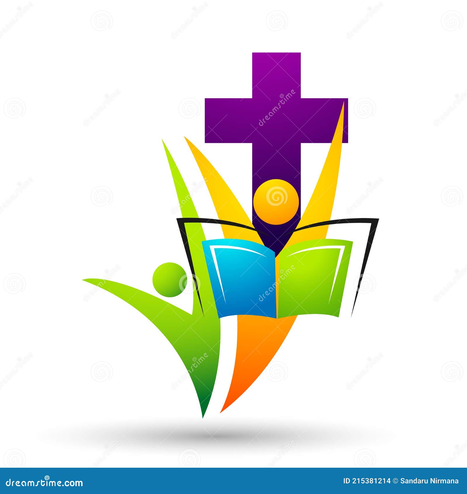 Cross with Church People Bible Union Care Love Logo Design Icon on ...