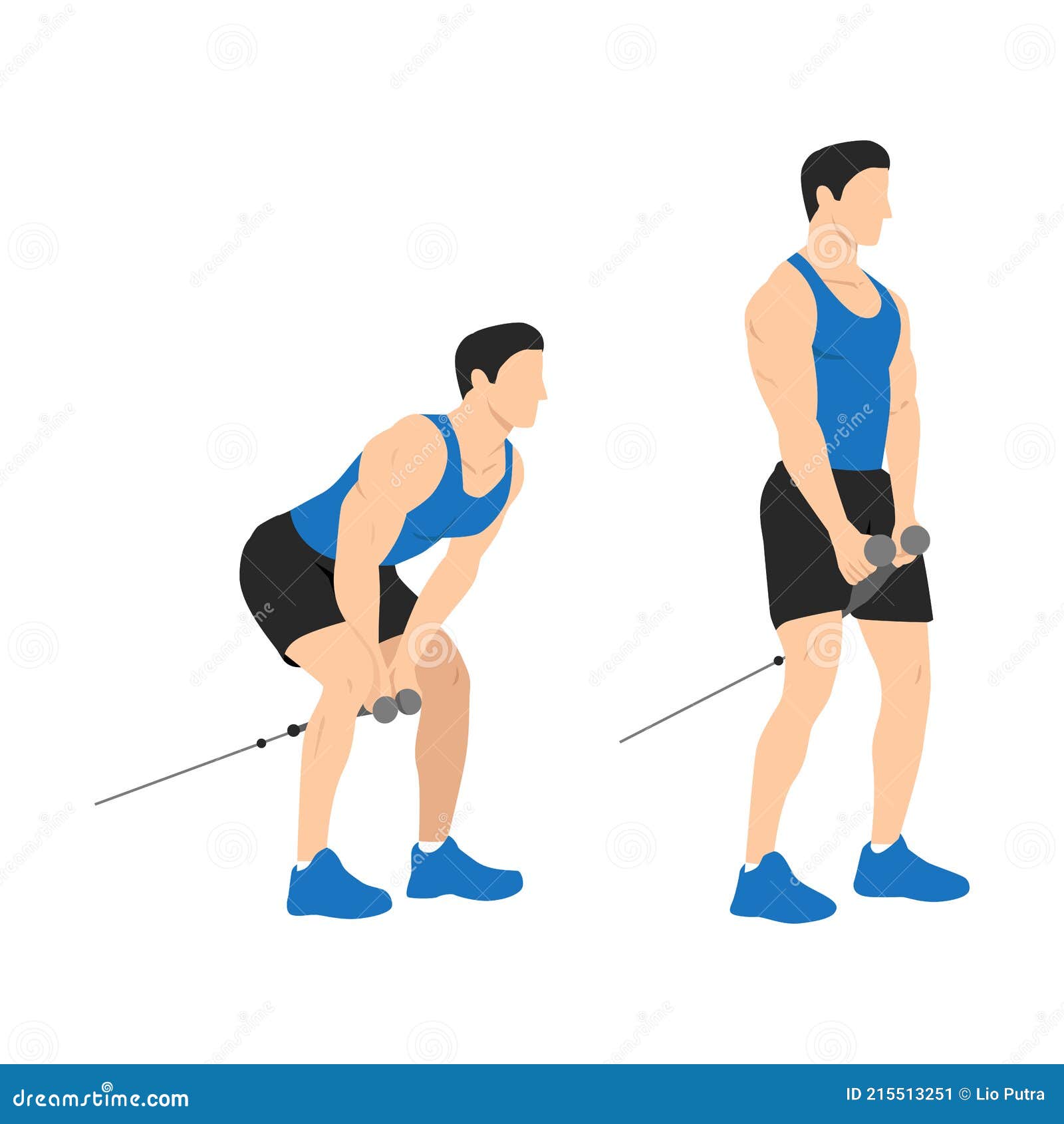 Man Doing Cable Pull Throughs Exercise Stock Vector - Illustration of ...