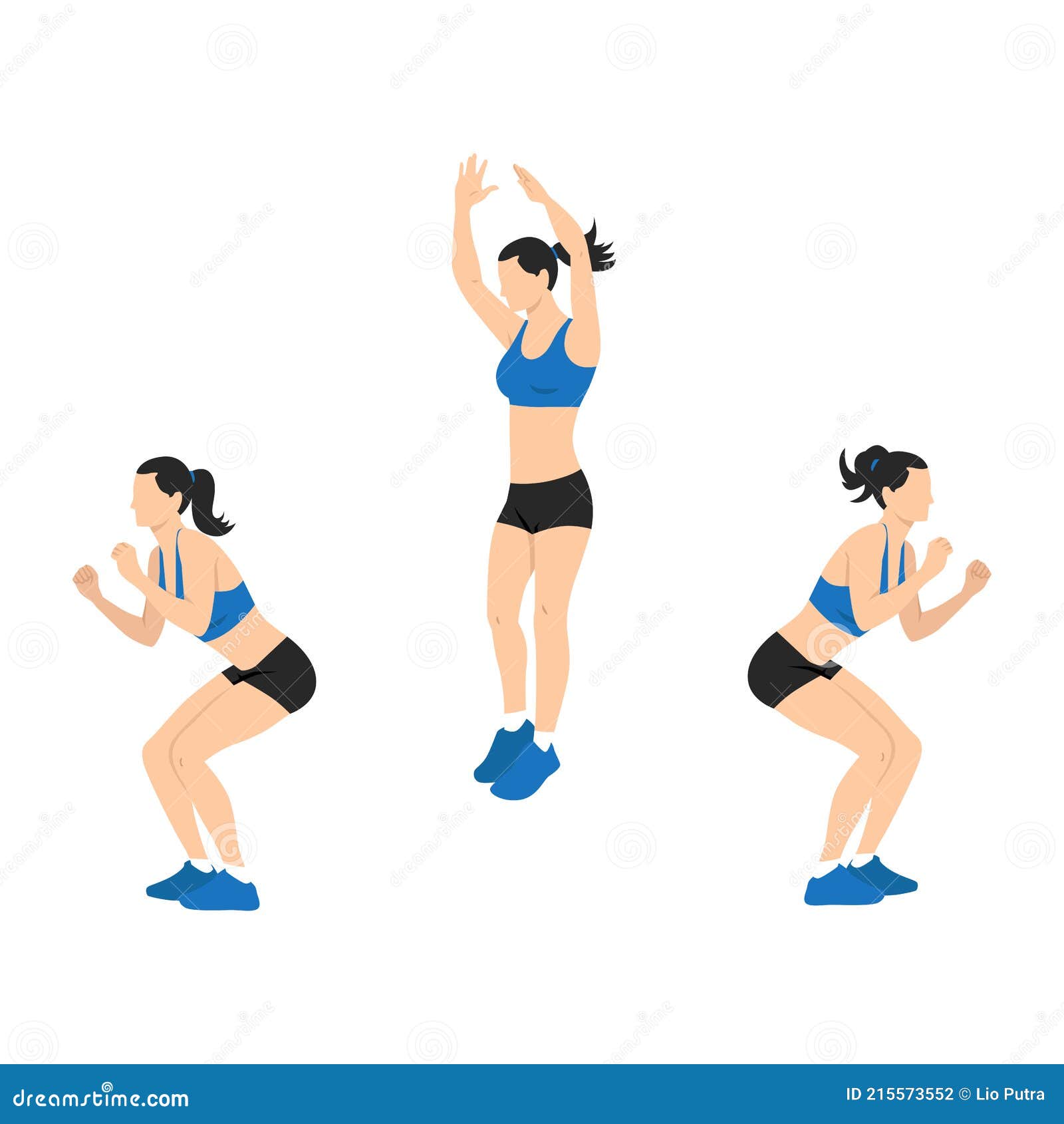 180 Degree Twisting Jump Squats. Sport Exersice Stock Vector ...