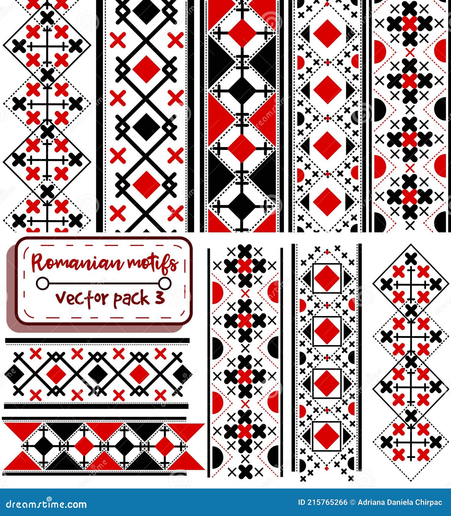 Vector Pack with Romanian and Moldavian Seamless Patterns and Title ...