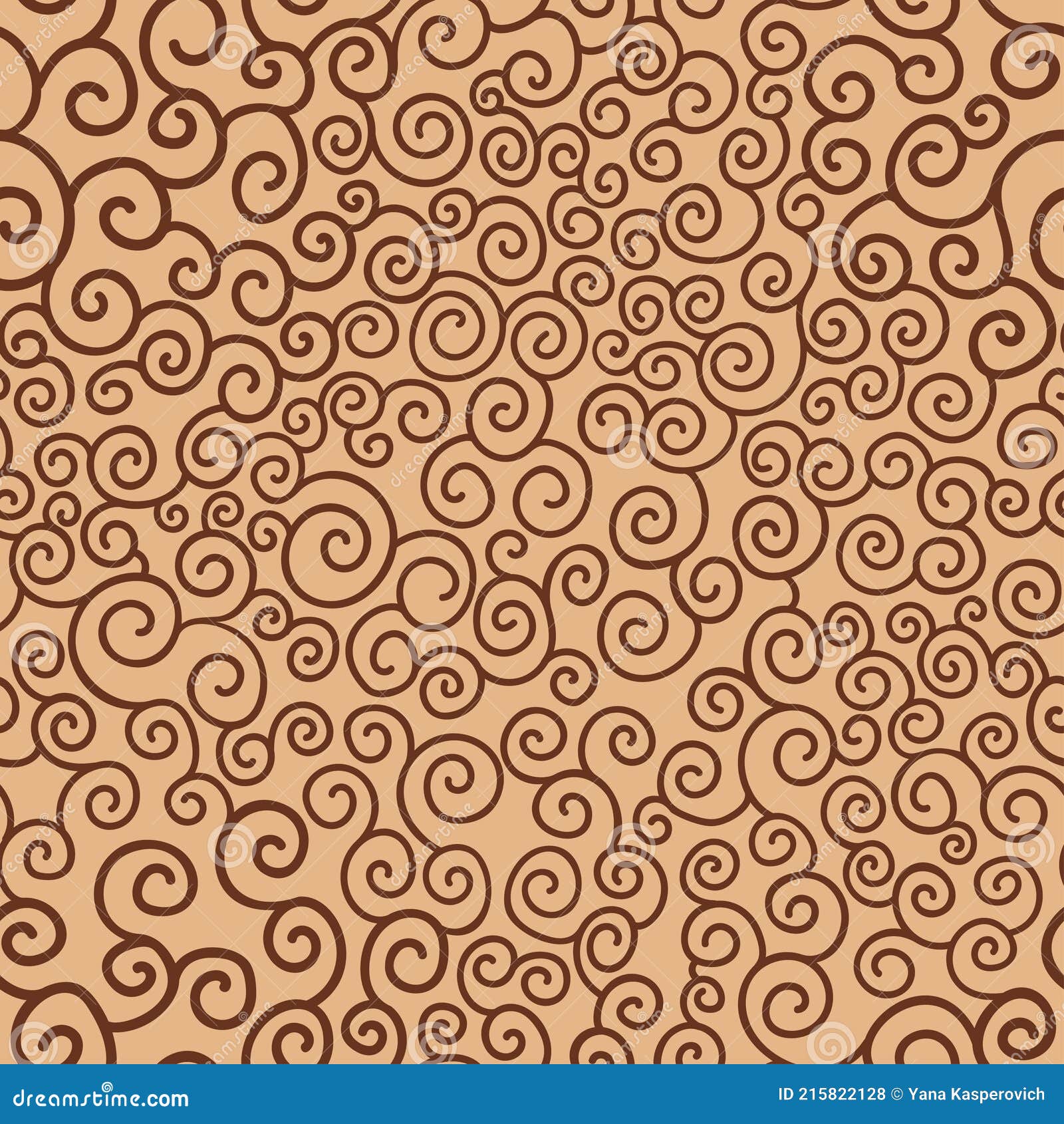 Doodle Red Swirls and Spirals on Beige Background. Seamless Abstract ...