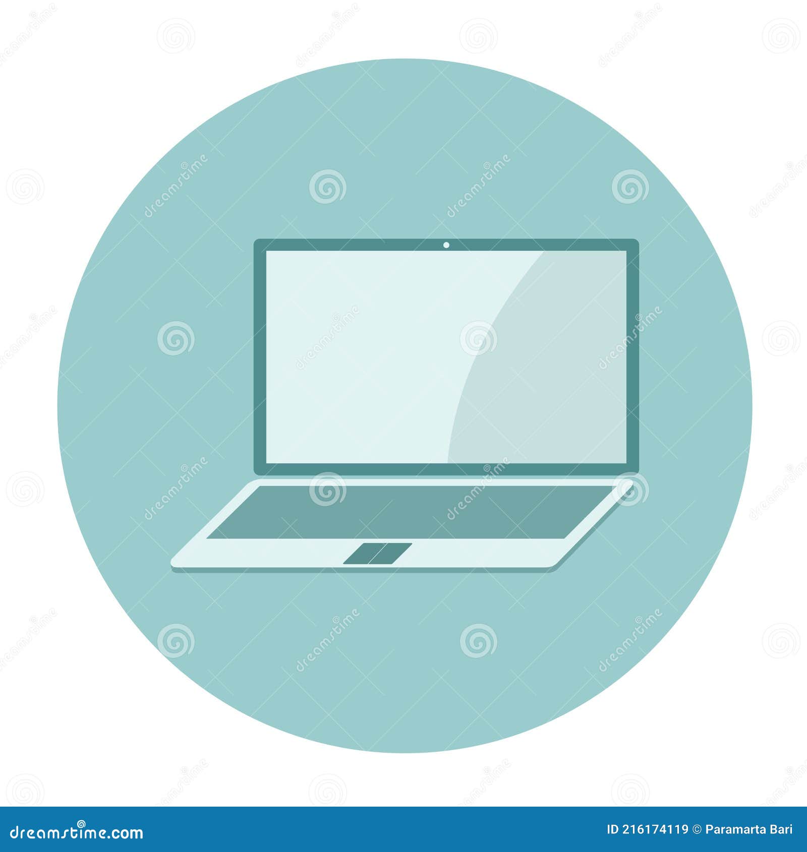 The Laptop or Notebook Icon Design with a Casual Bluish Green Color ...