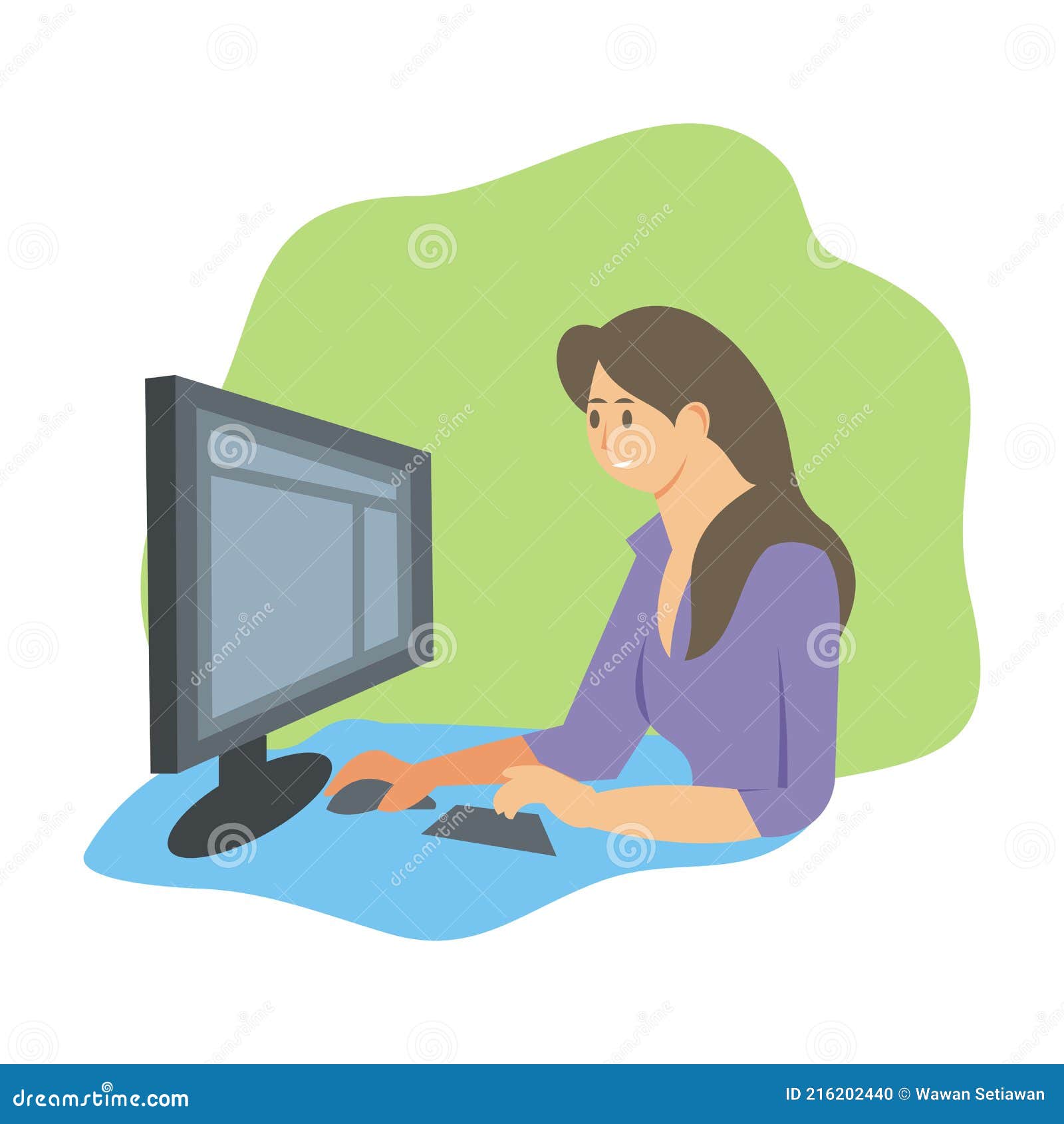 Illustration Vector Graphic of a Woman Holding a Mouse and Keyboard in ...