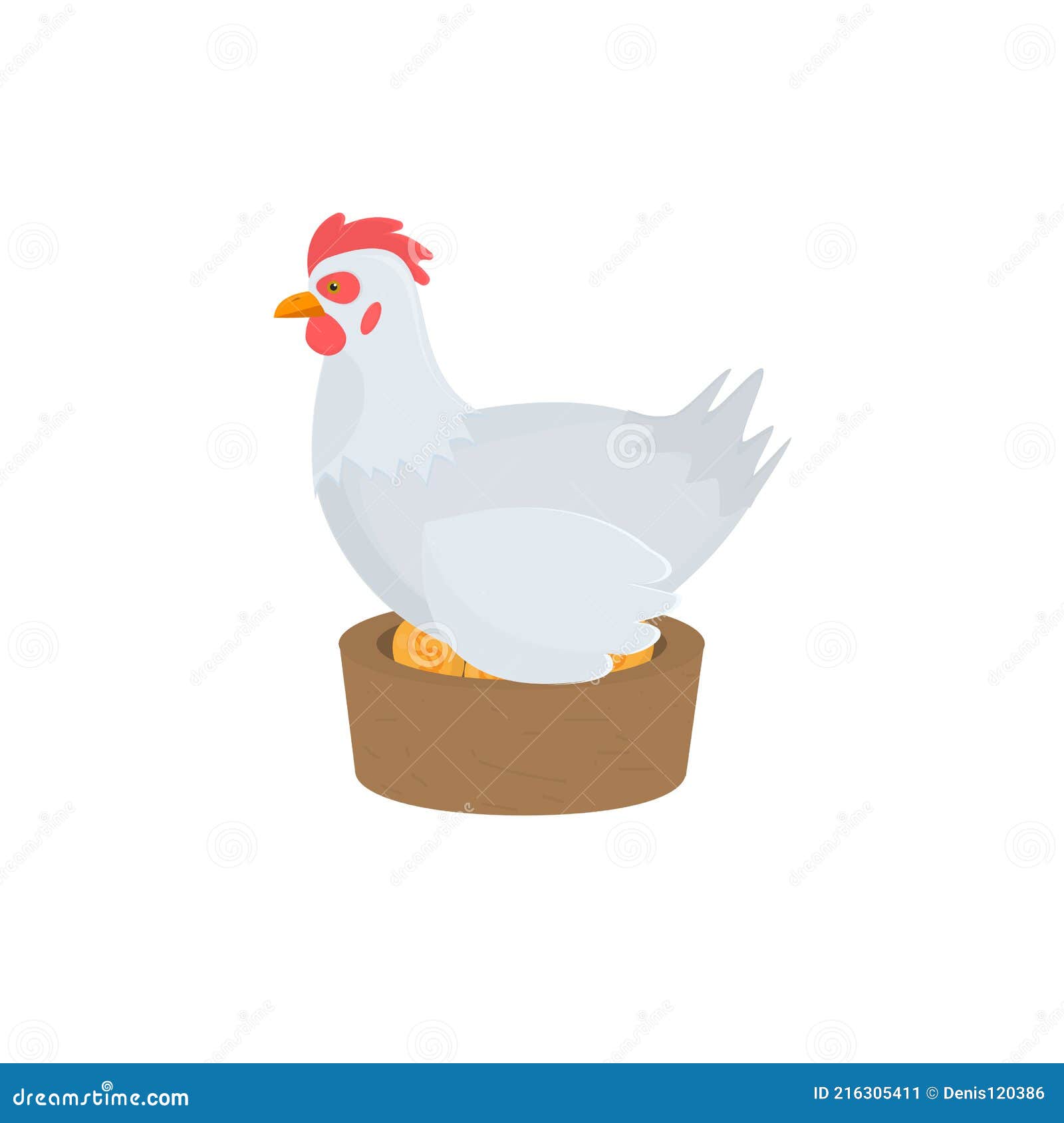 Laying Hen. Chicken Lays Golden Eggs, Vector Illustration Stock Vector ...
