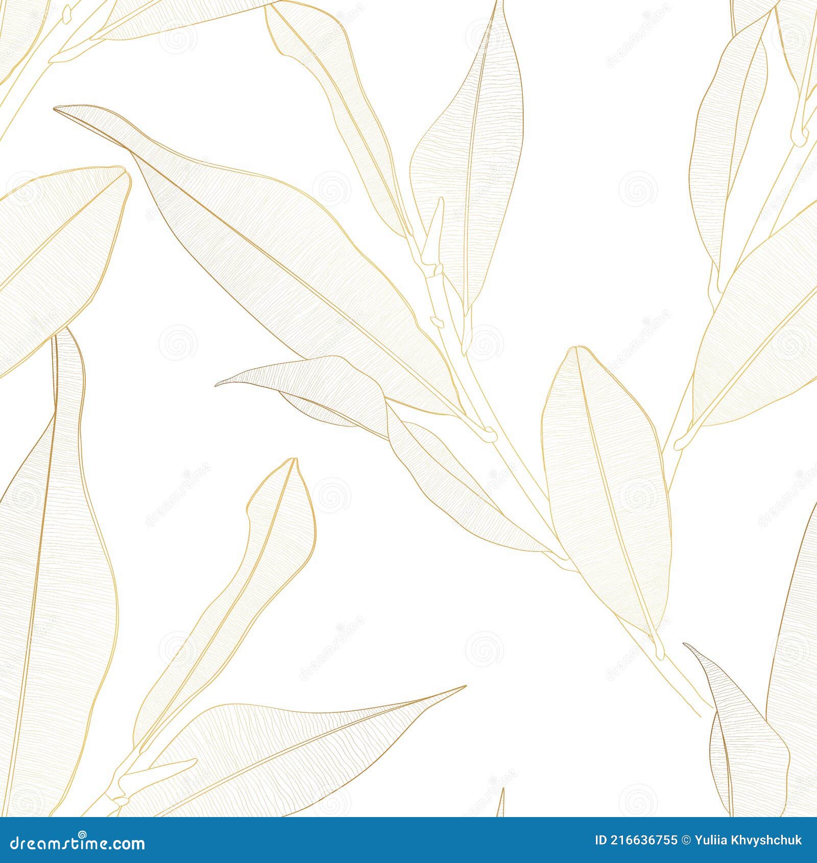 Luxury Gold Background. Floral Seamless Pattern, Golden Split-leaf ...