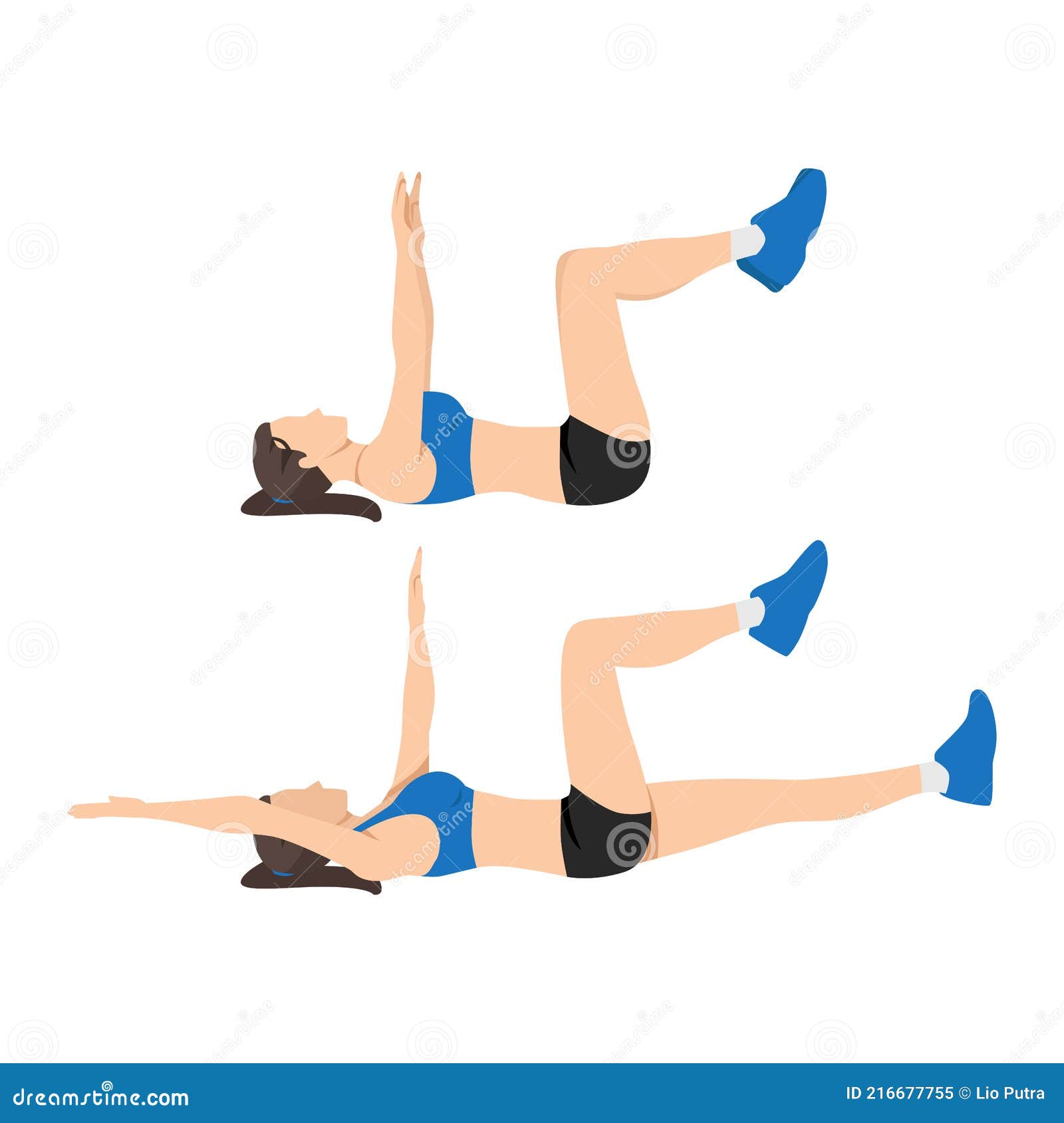 Man Doing Dead Bug Exercise. Abdominals Exercise. Stock Illustration ...