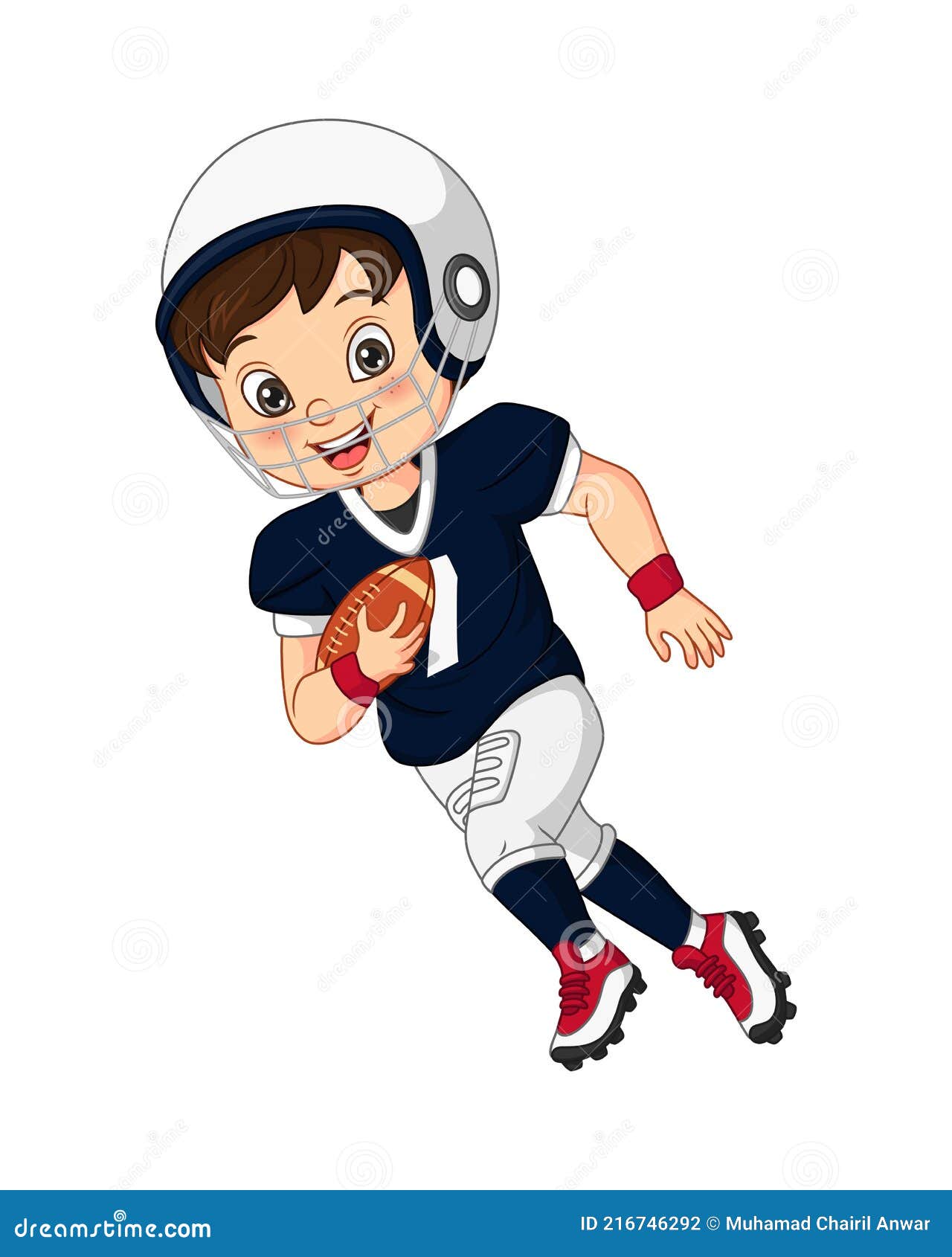 Cartoon Little Boy Playing Rugby Stock Vector - Illustration of play ...