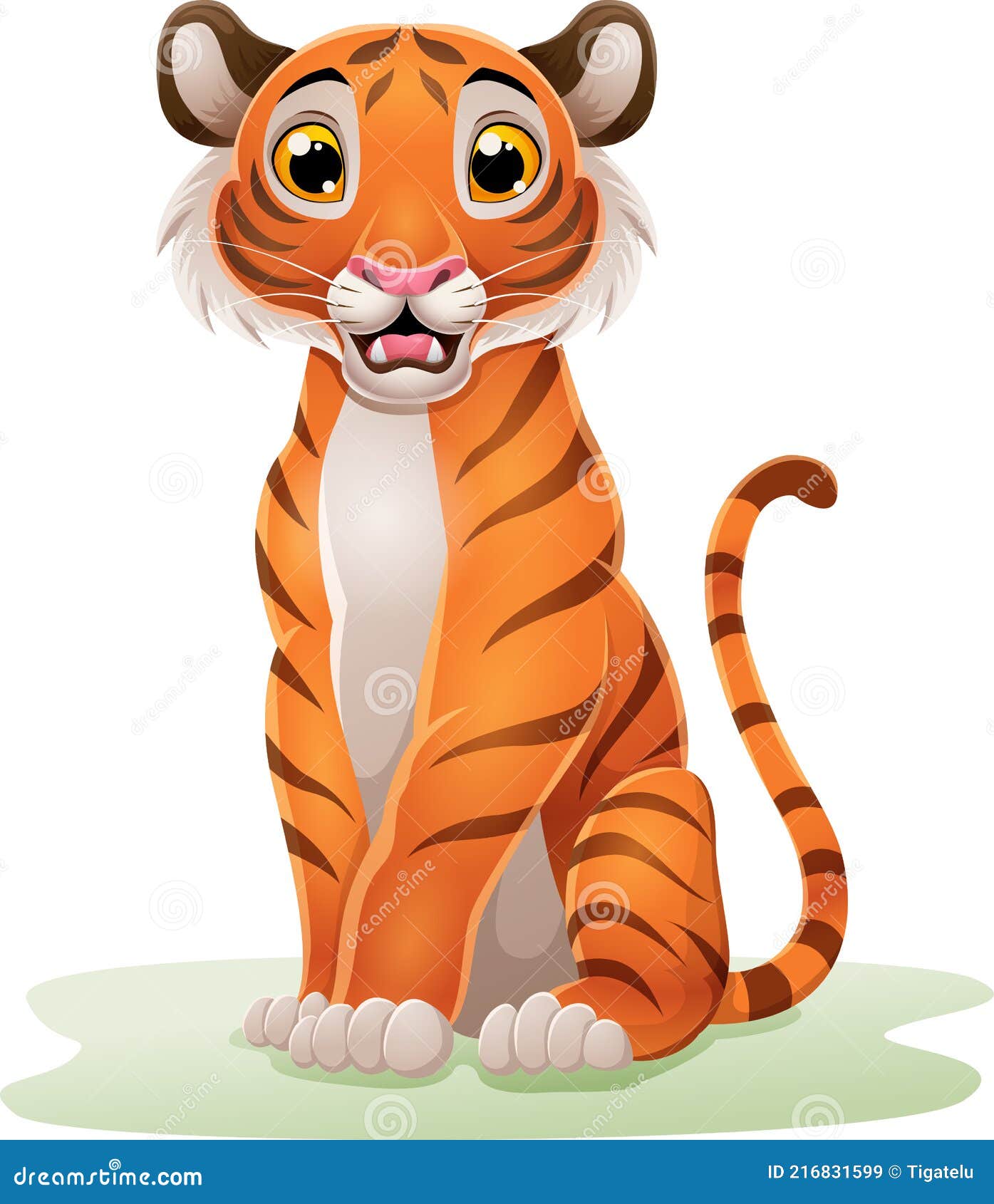 Cartoon Tiger Sitting in the Grass Stock Vector - Illustration of ...