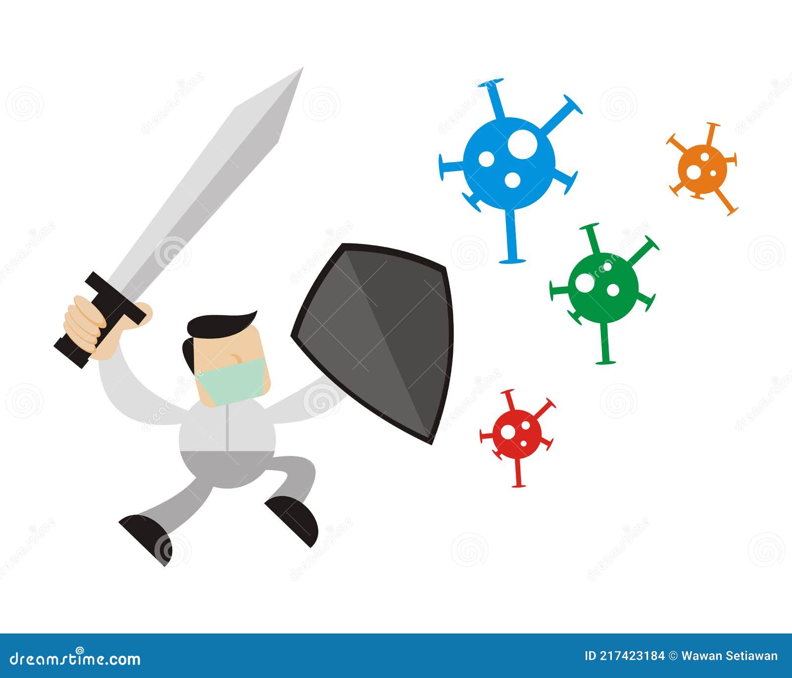Humans Fight and Defends with Viruses Illustration Stock Vector ...