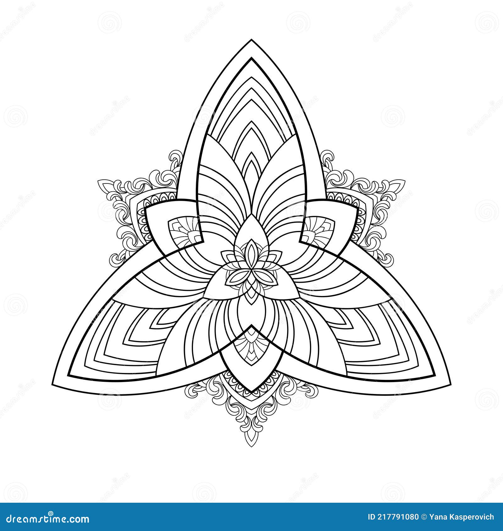 Decorative Abstract Mandala with Stripes and Floral Elements on White ...