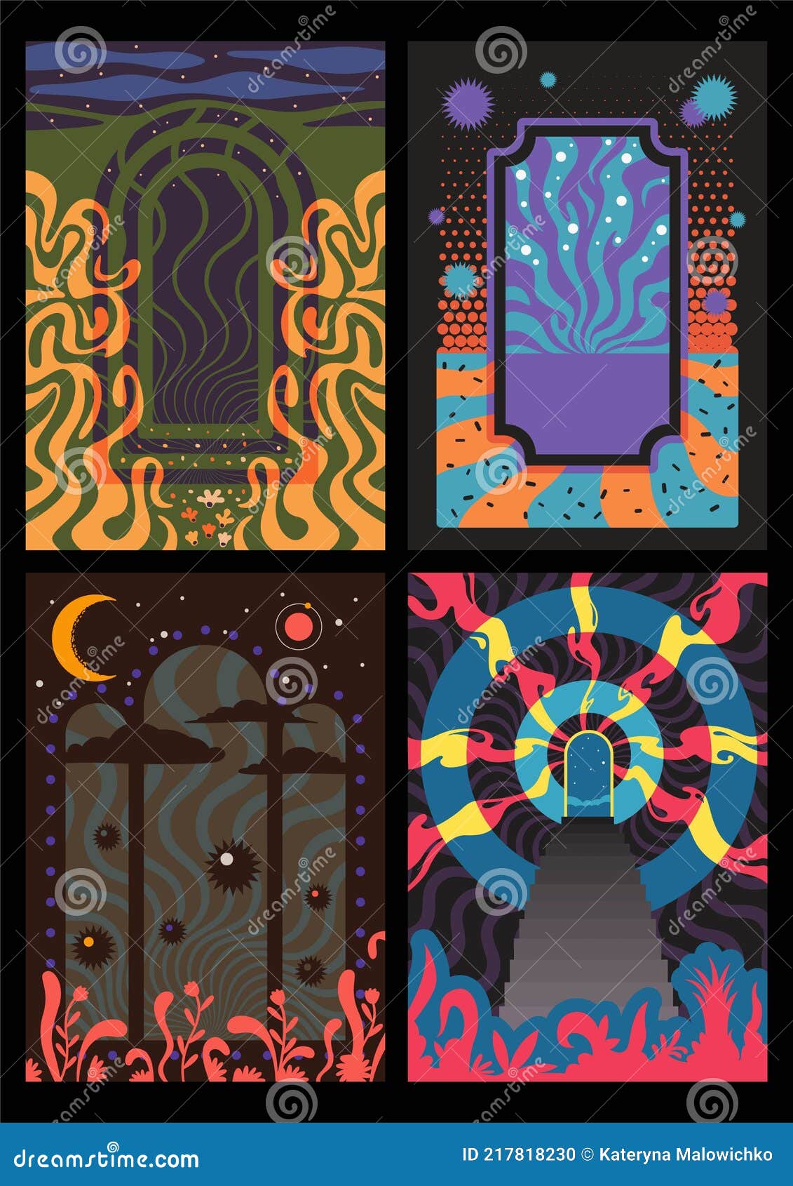 Abstract Psychedelic Background Vector Set Stock Vector - Illustration ...