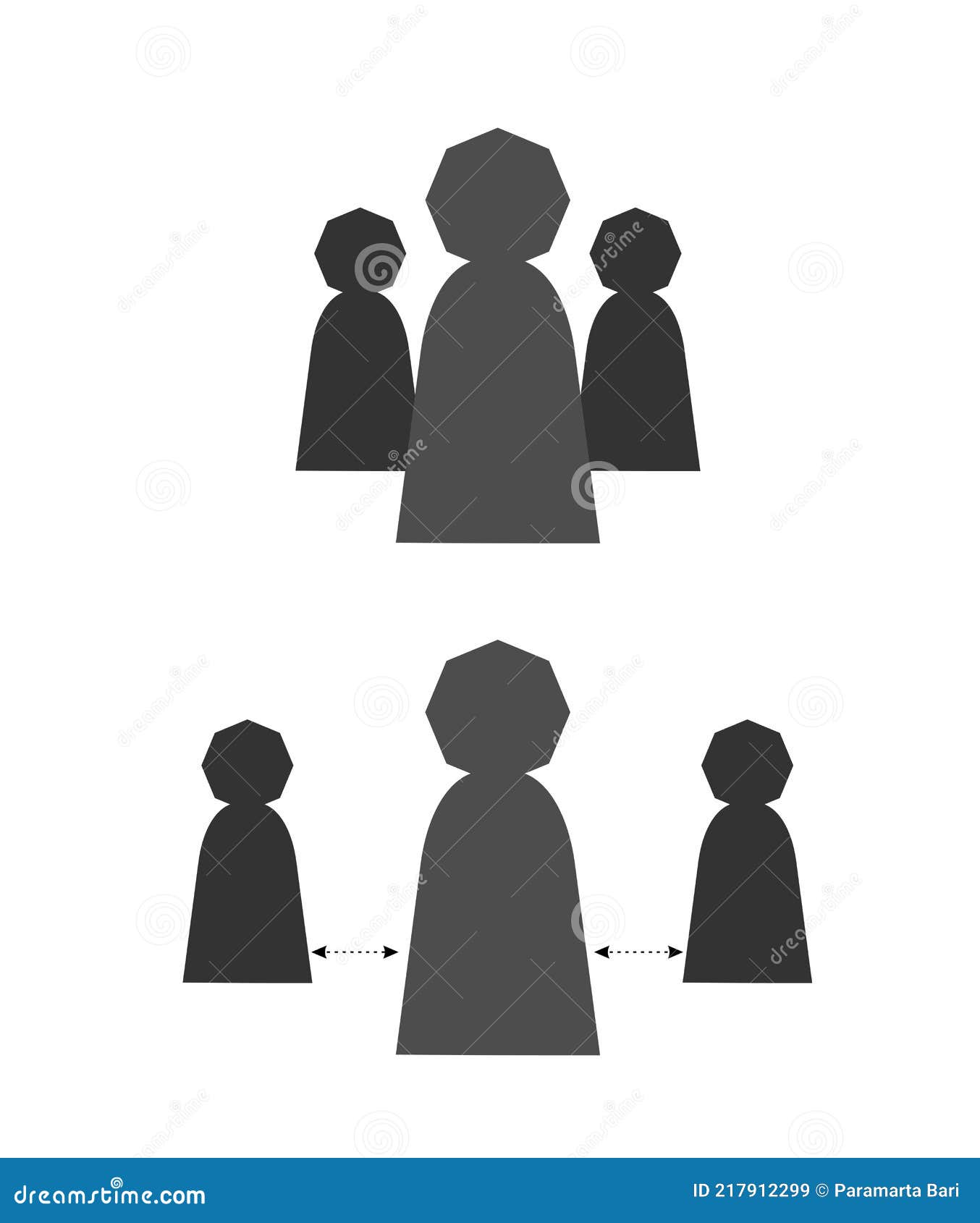 Icons of People Swarming and Maintaining Physical Distance Stock Vector ...