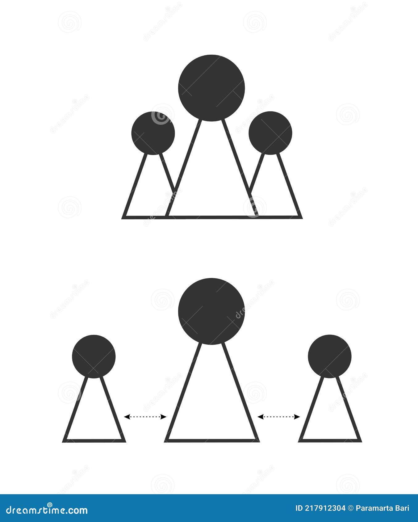 Icons of People Swarming and Maintaining Physical Distance, Familiar or ...